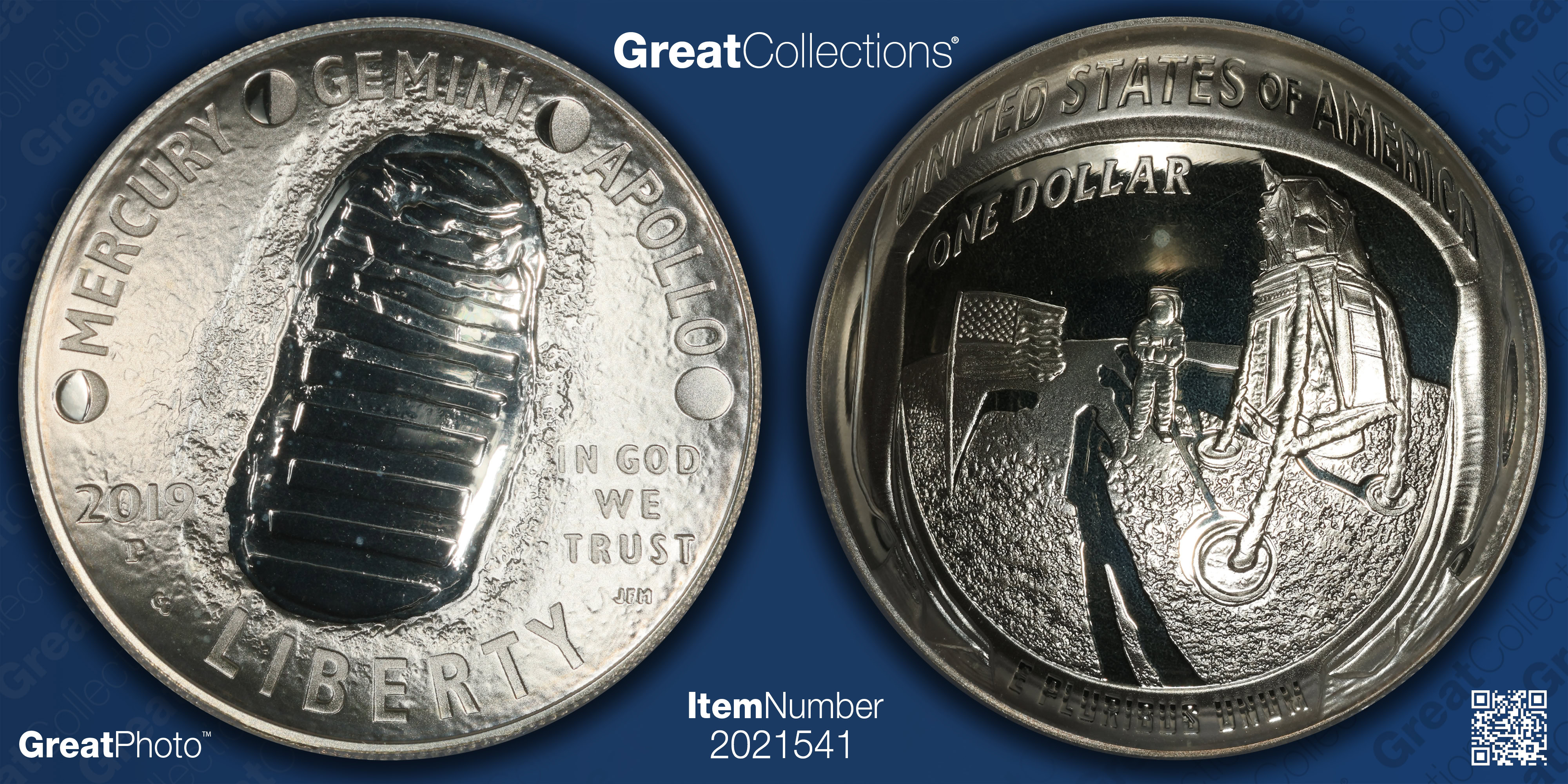 2019-P Apollo 11 50th Anniversary Silver Dollar First Strike PCGS Proof ...