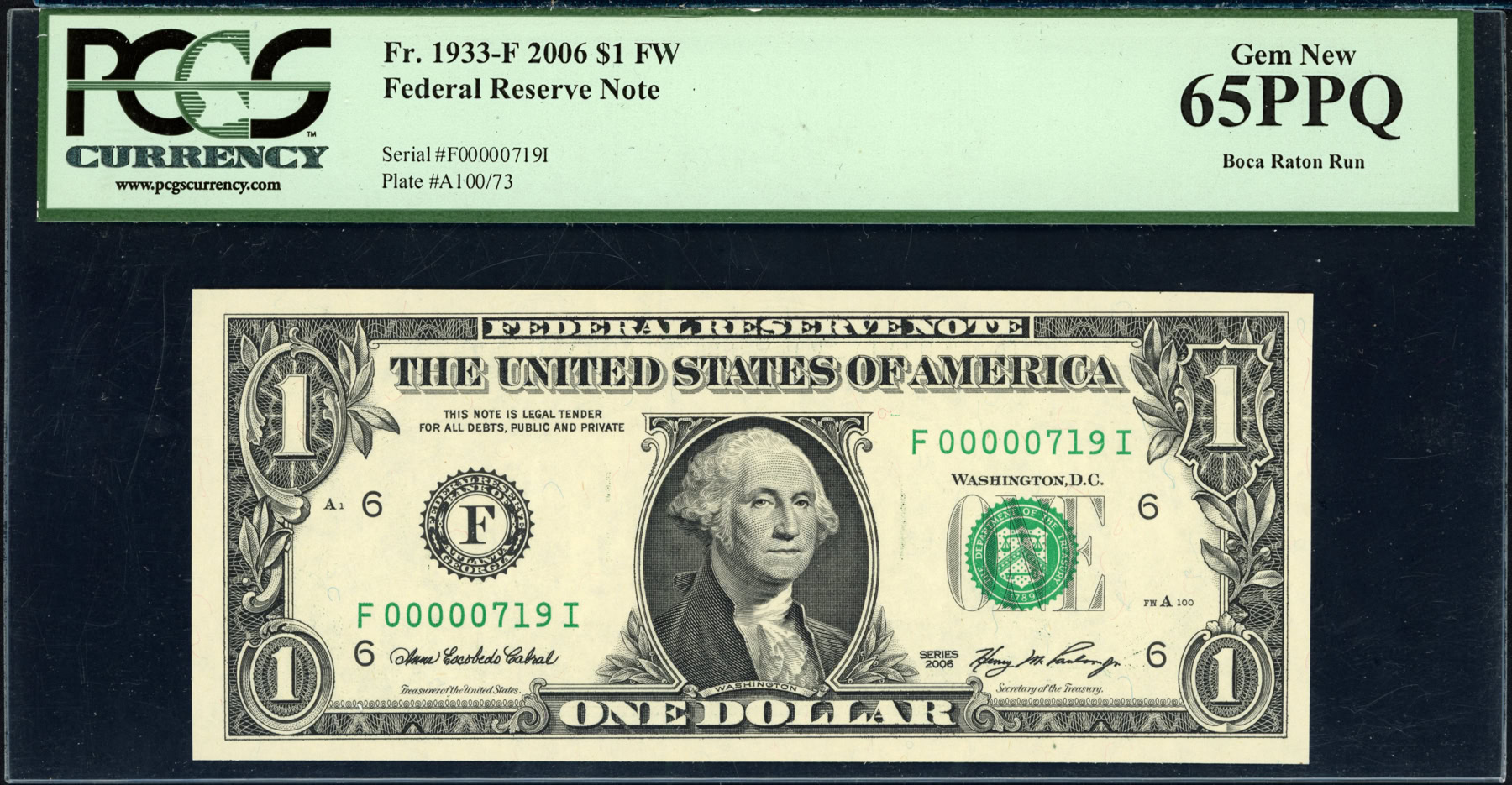 Fr. 1933-F (FI Block) 2006 $1 Atlanta Federal Reserve Note *Very Low ...