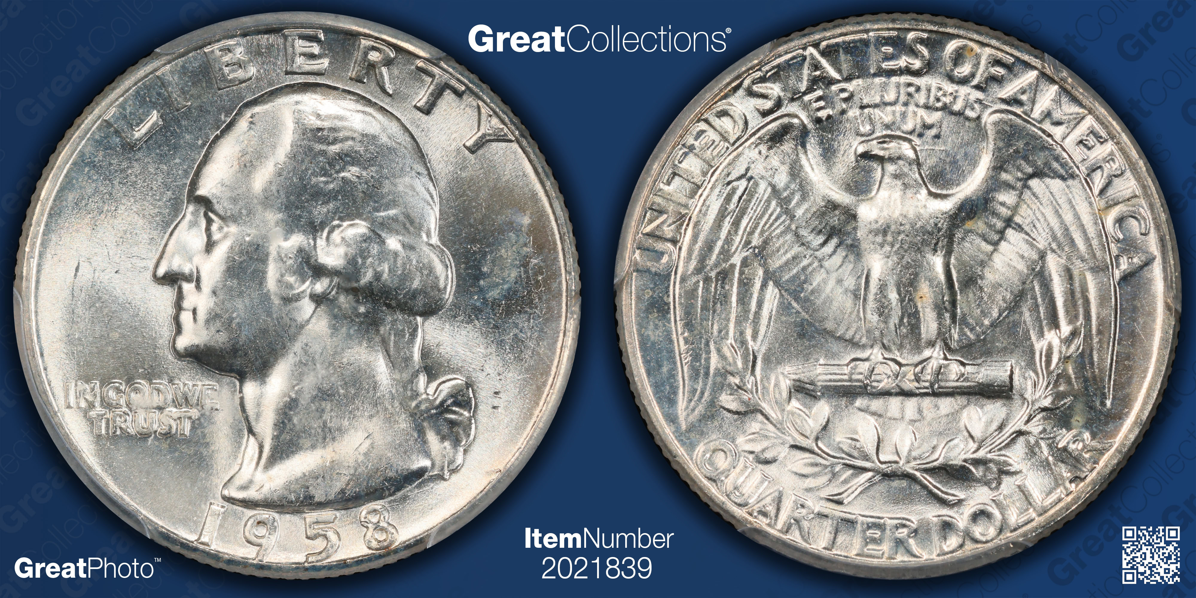 1958 Washington Quarter PCGS MS-65 (Item 2021839) | GreatCollections ...