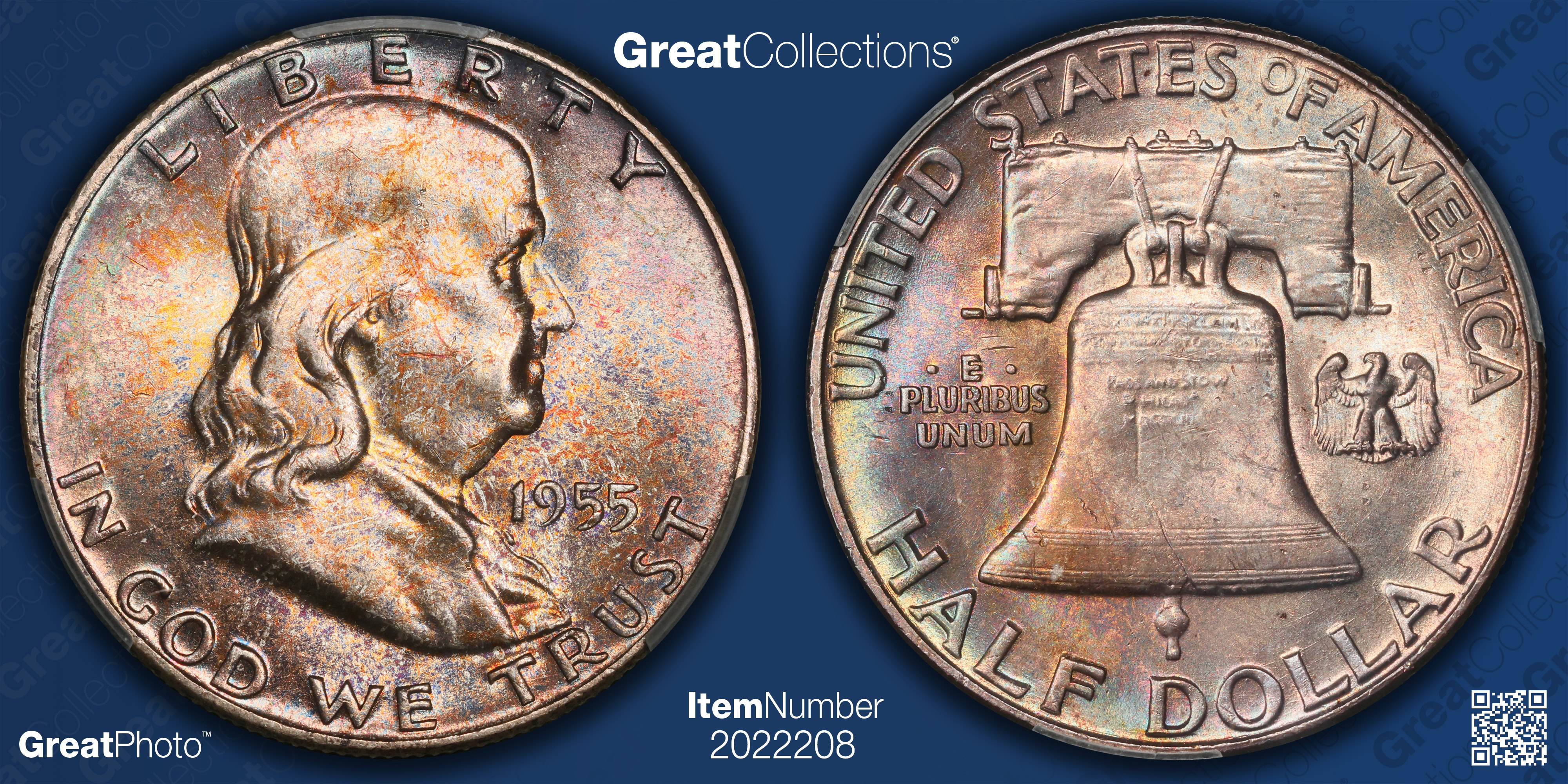 1955 Franklin Half Dollar CACG MS-65 FBL (Toned) (Item 2022208 ...