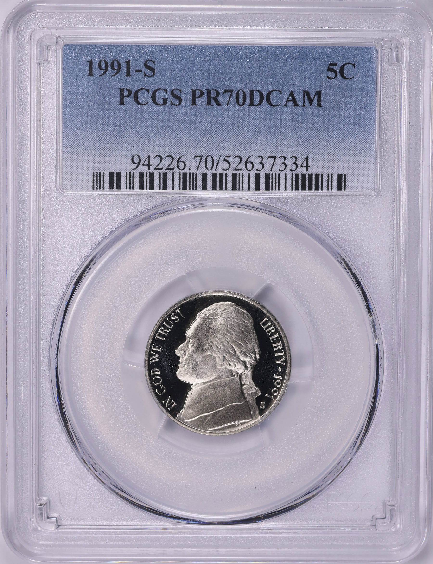 1991-S Jefferson Nickel PCGS Proof-70 DCAM (Item 2022275 ...