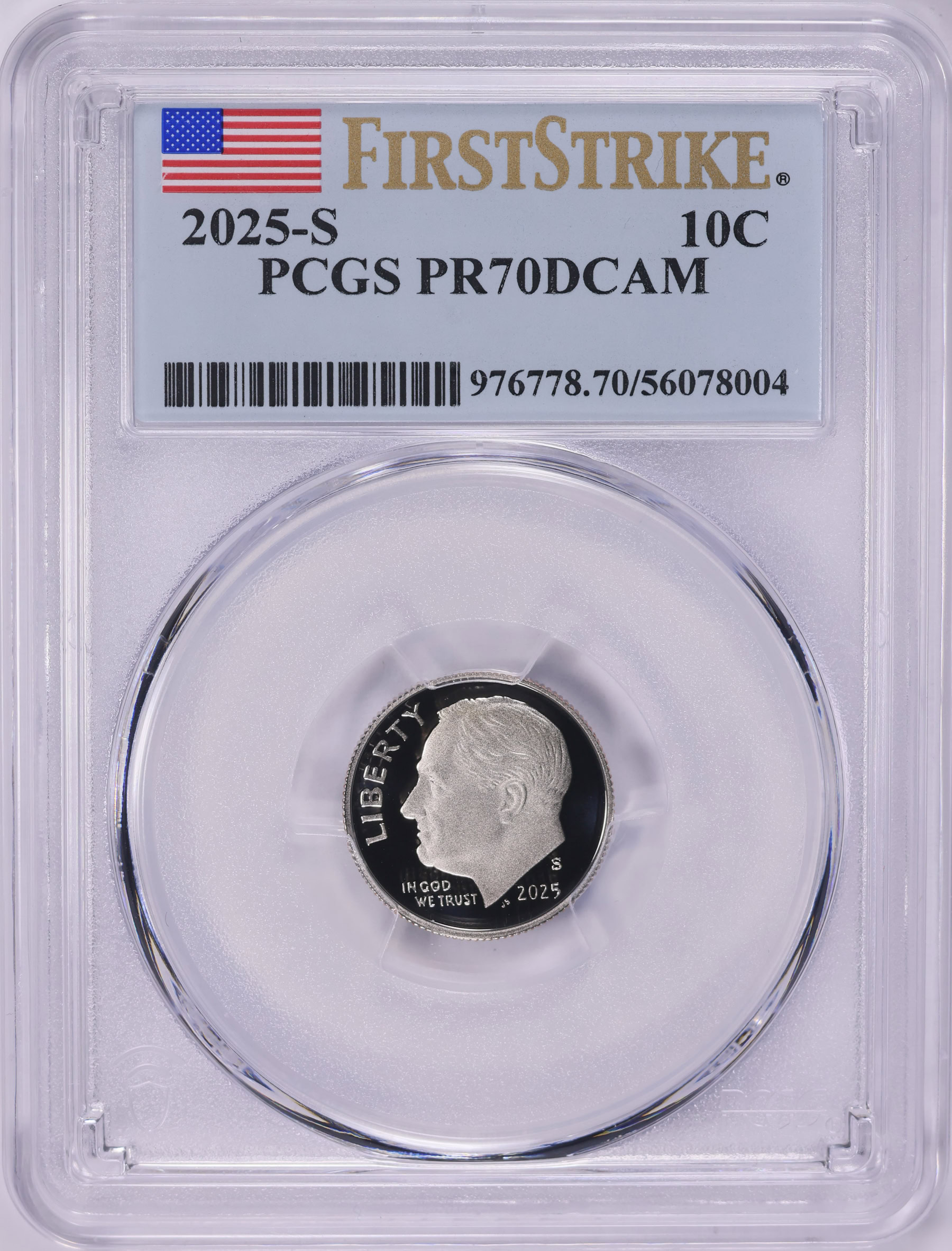 2025-S Roosevelt Dime First Strike PCGS Proof-70 DCAM | PCGS Cert ...