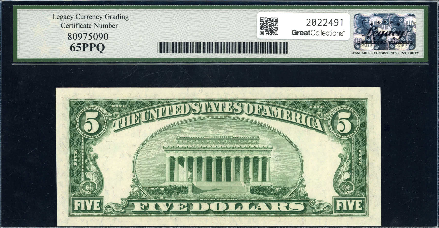 Fr. 1962-G (GB Block) 1950A $5 Chicago Federal Reserve Note Priest ...
