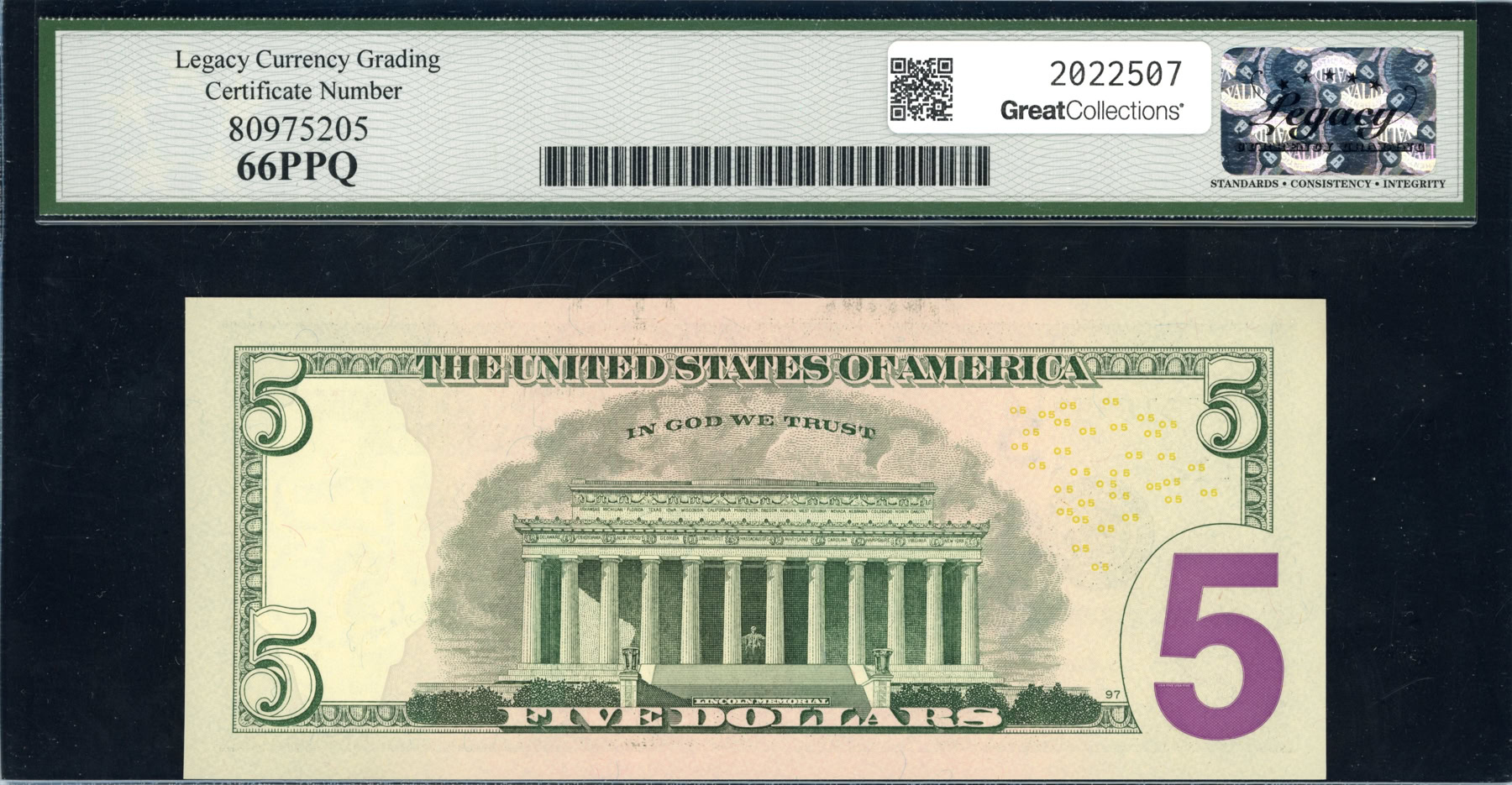 Fr. 1993-L (ILC Block) 2006 $5 San Francisco Federal Reserve Note ...