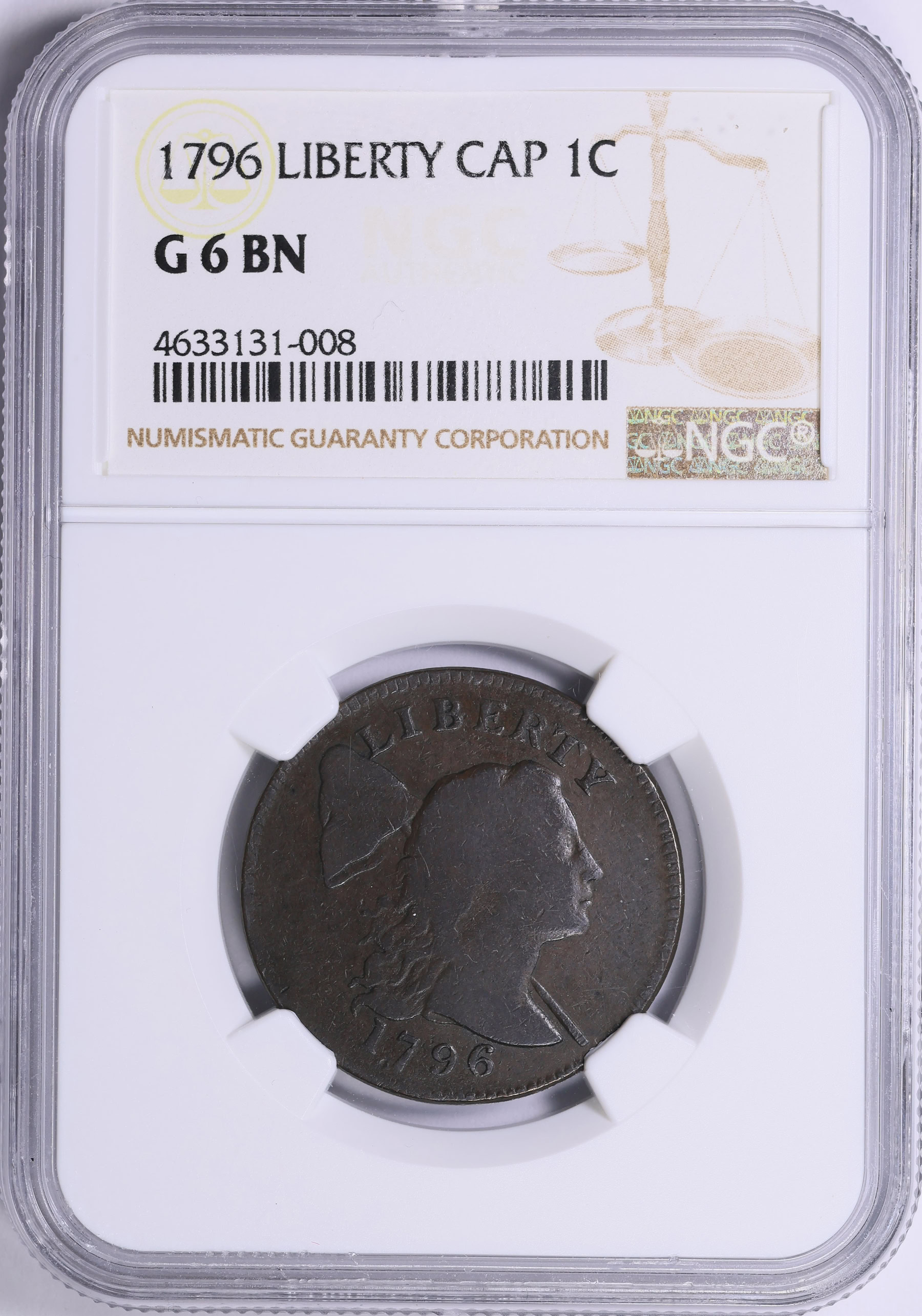 1796 Liberty Cap Cent NGC G-06 BN (Item 2022700) | GreatCollections ...