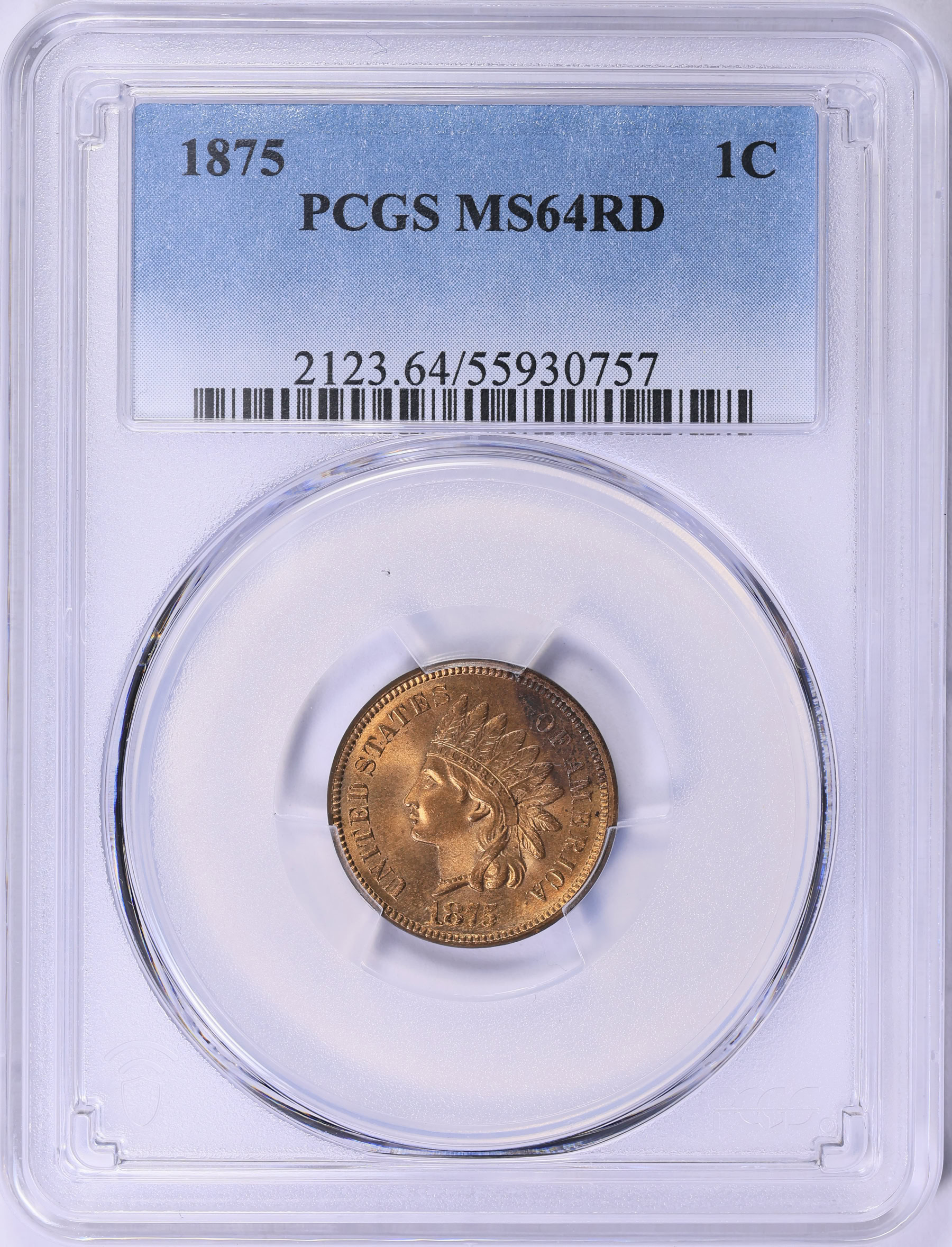 1875 Indian Cent PCGS MS-64 RD (Item 2022714) | GreatCollections Coin ...