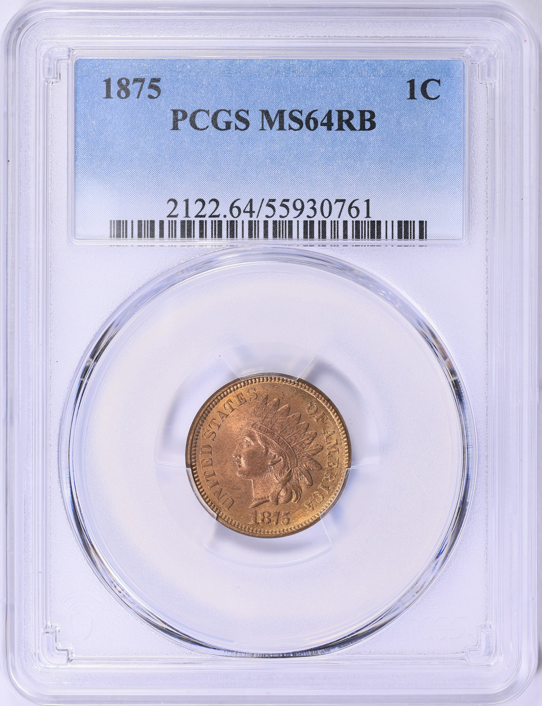1875 Indian Cent PCGS MS-64 RB (Item 2022718) | GreatCollections Coin ...