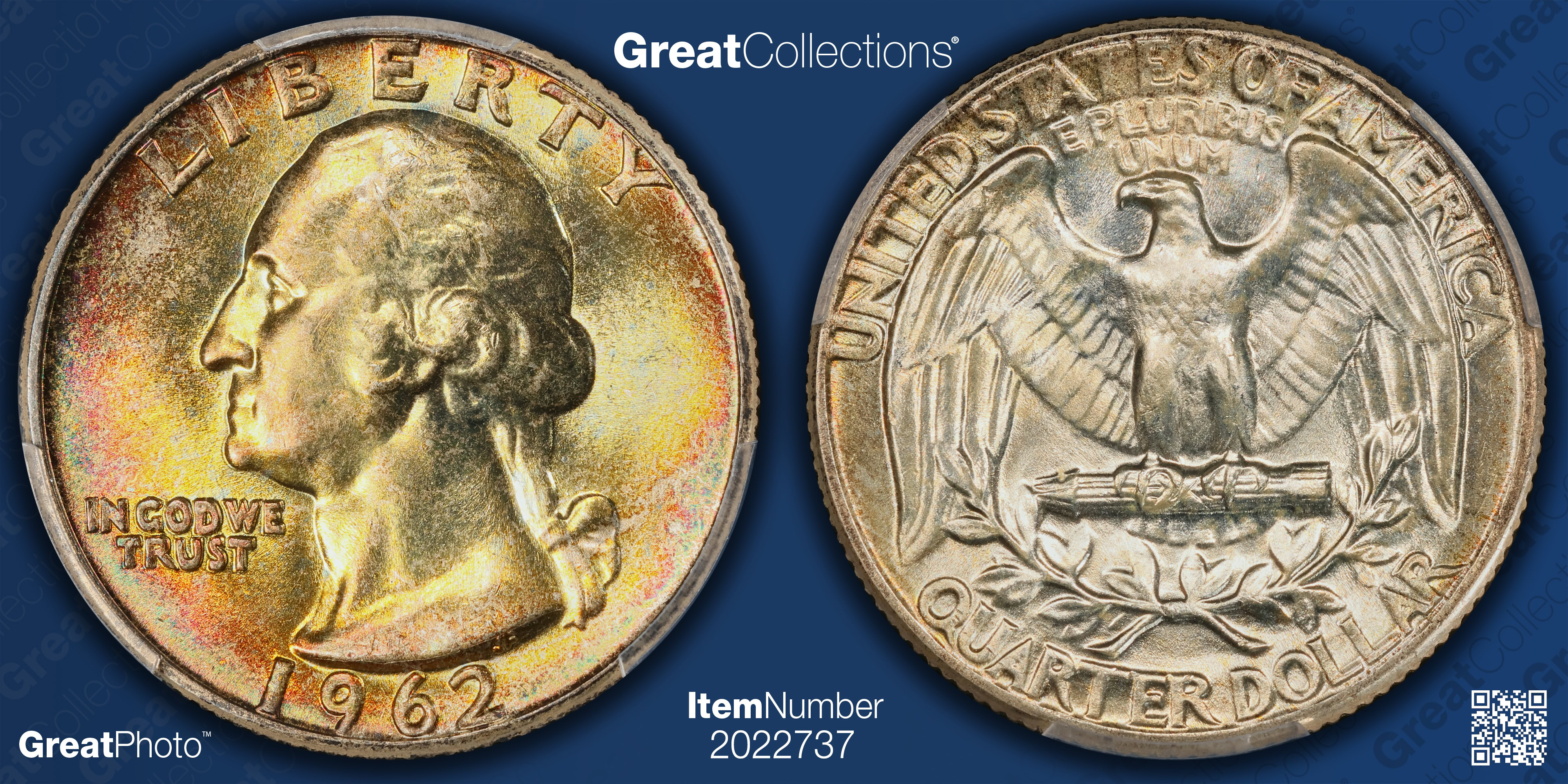 1962 Washington Quarter PCGS MS-67+ (Toned) (Item 2022737 ...