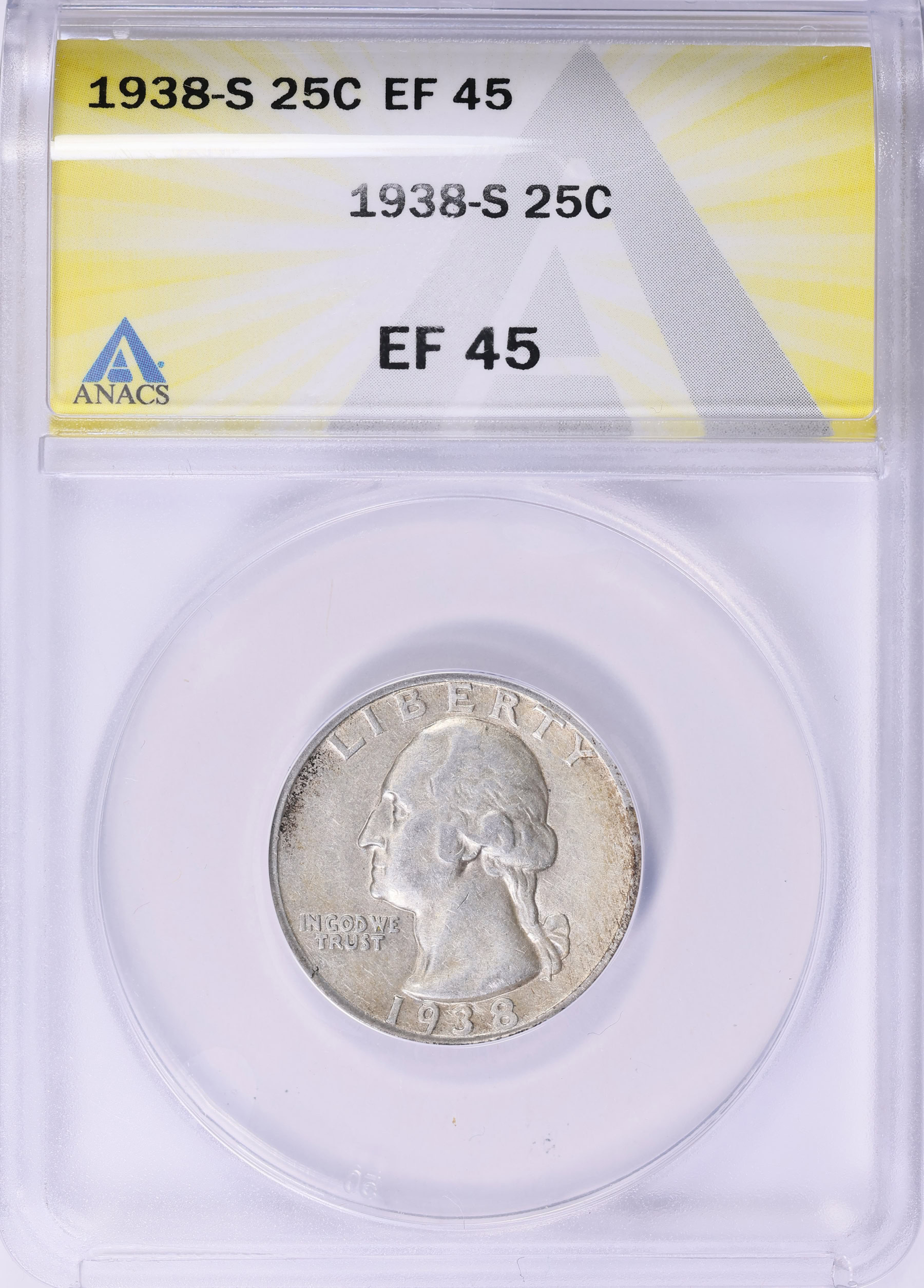 1938-S Washington Quarter ANACS XF-45 (Item 2022767) | GreatCollections ...