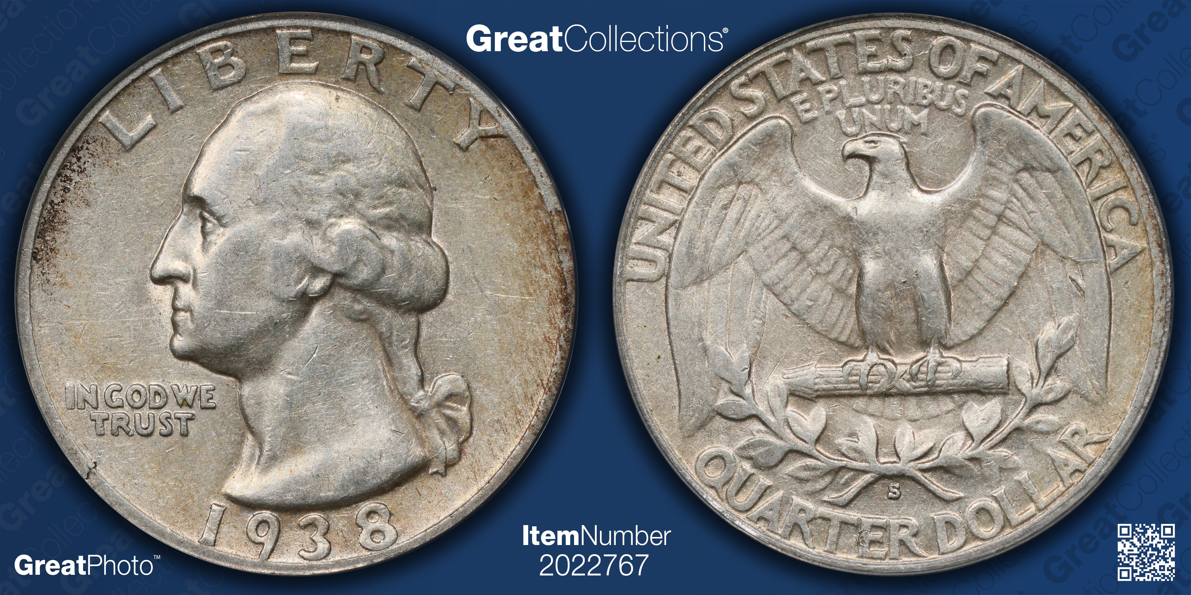 1938-S Washington Quarter ANACS XF-45 (Item 2022767) | GreatCollections ...