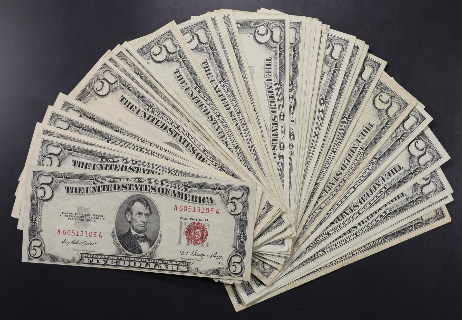 1953 - 1963 $5 Legal Tender Note Selection Uncertified (50 Notes ...