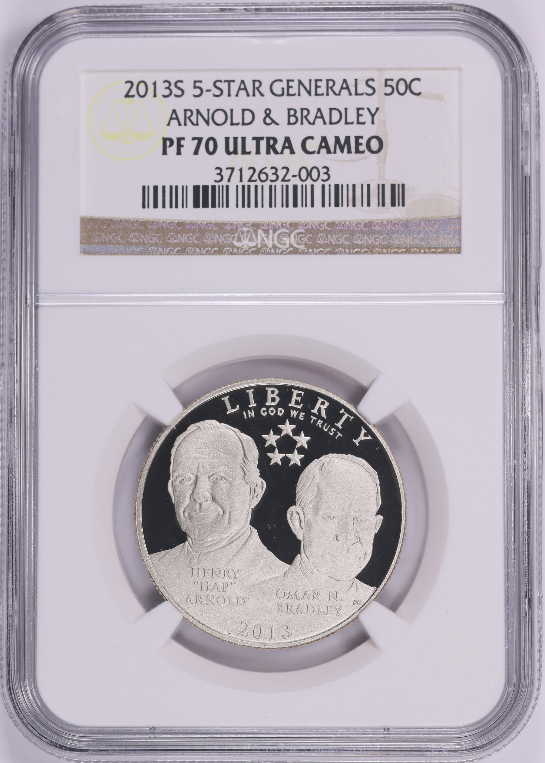 2013-S 5 Star Generals Clad Half Dollar Arnold and Bradley NGC Proof-70 ...