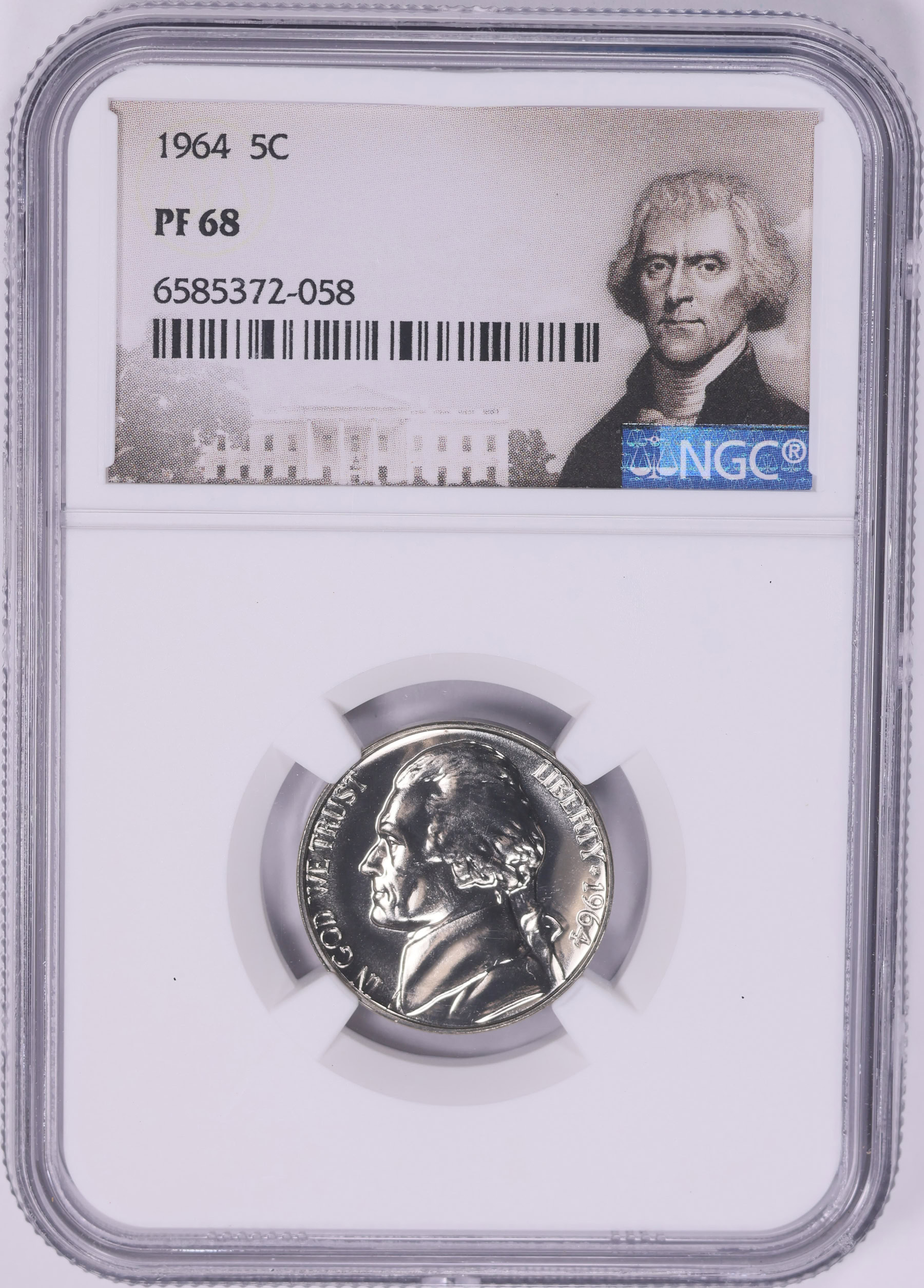 1964 Jefferson Nickel NGC Proof-68 (Franklin Label) (Item 2025718 ...