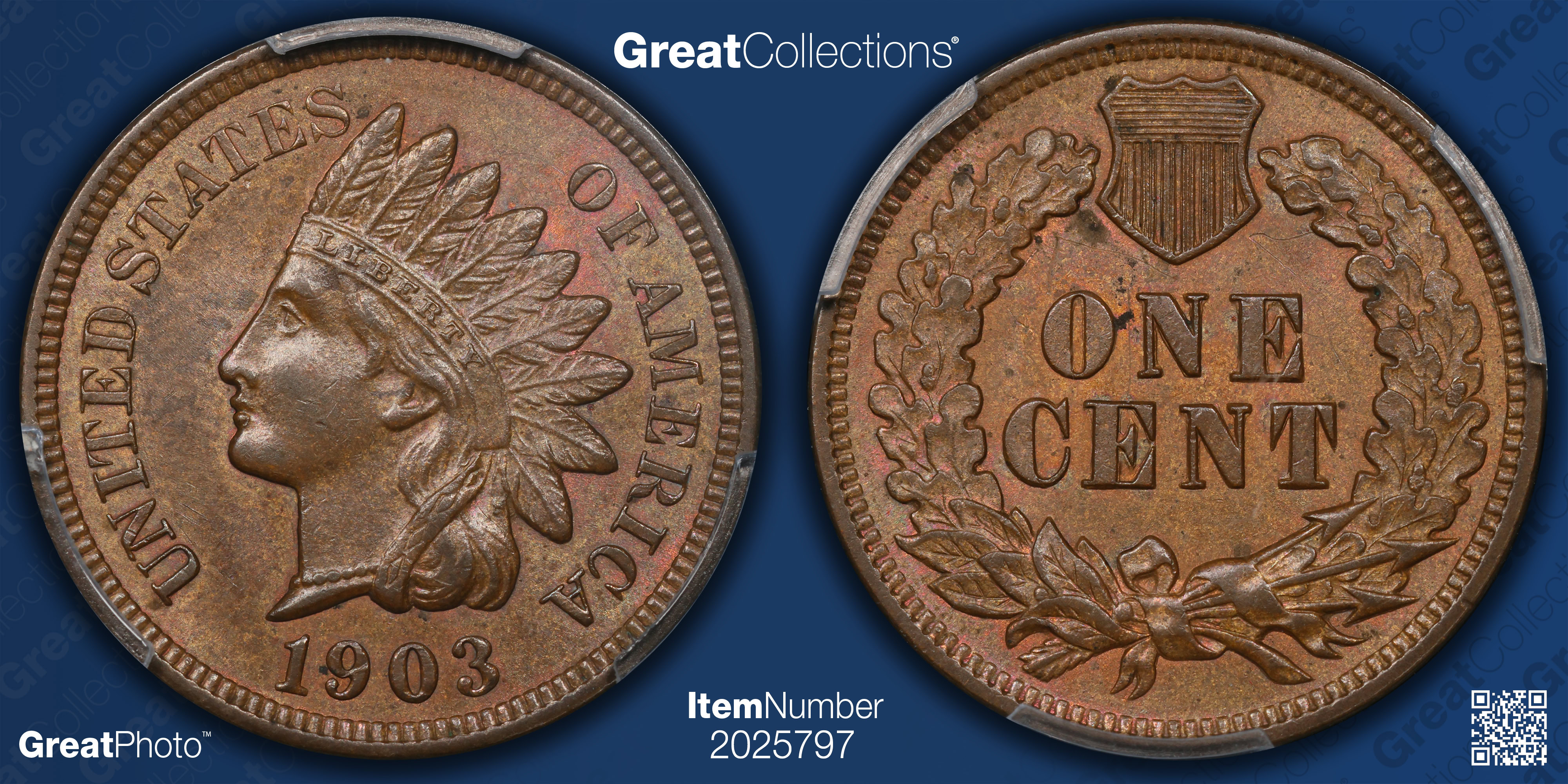 1903 Indian Cent PCGS MS-62 BN (Item 2025797) | GreatCollections Coin ...