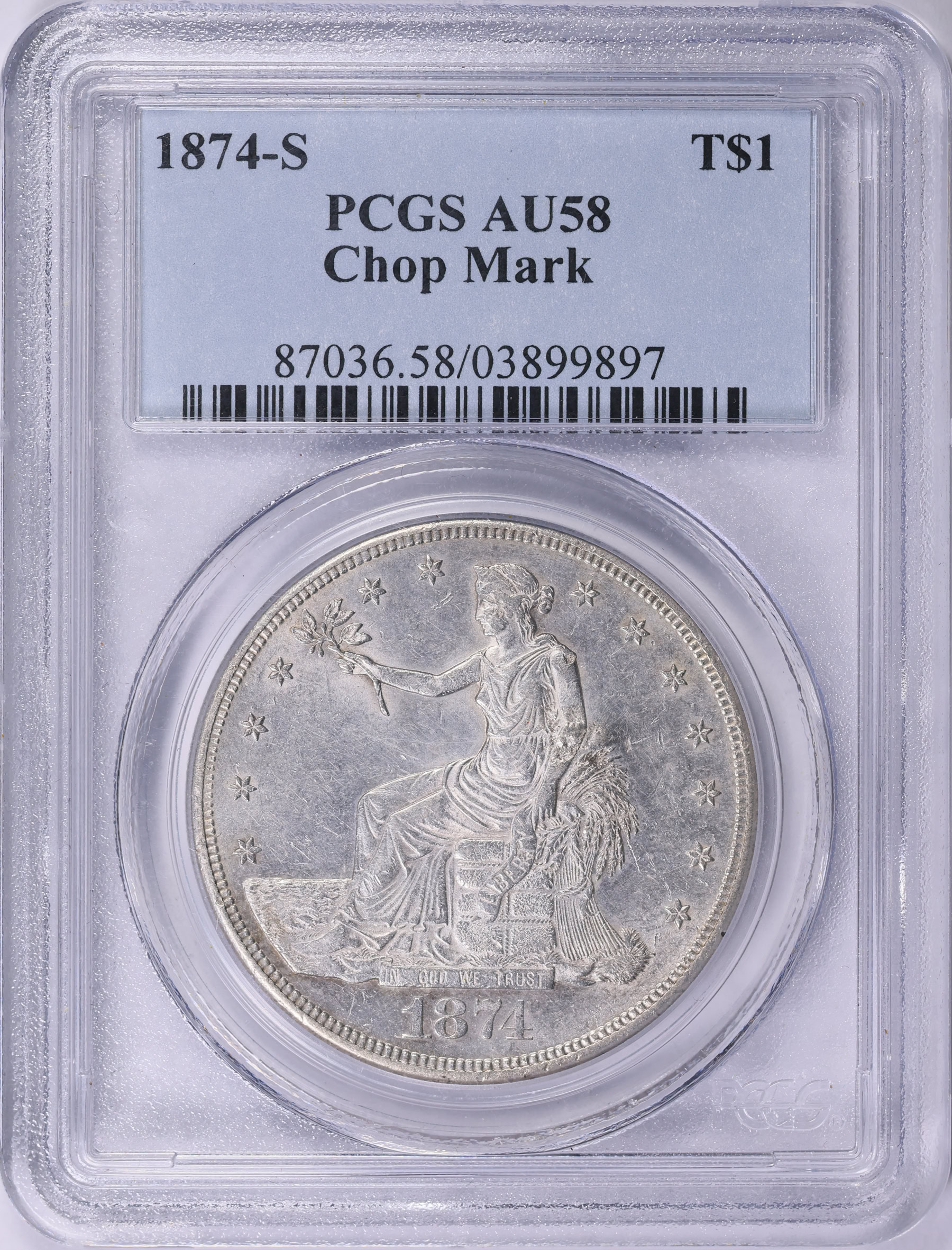 1874-S Trade Silver Dollar Chop Mark PCGS AU-58 (Item 2026449 ...