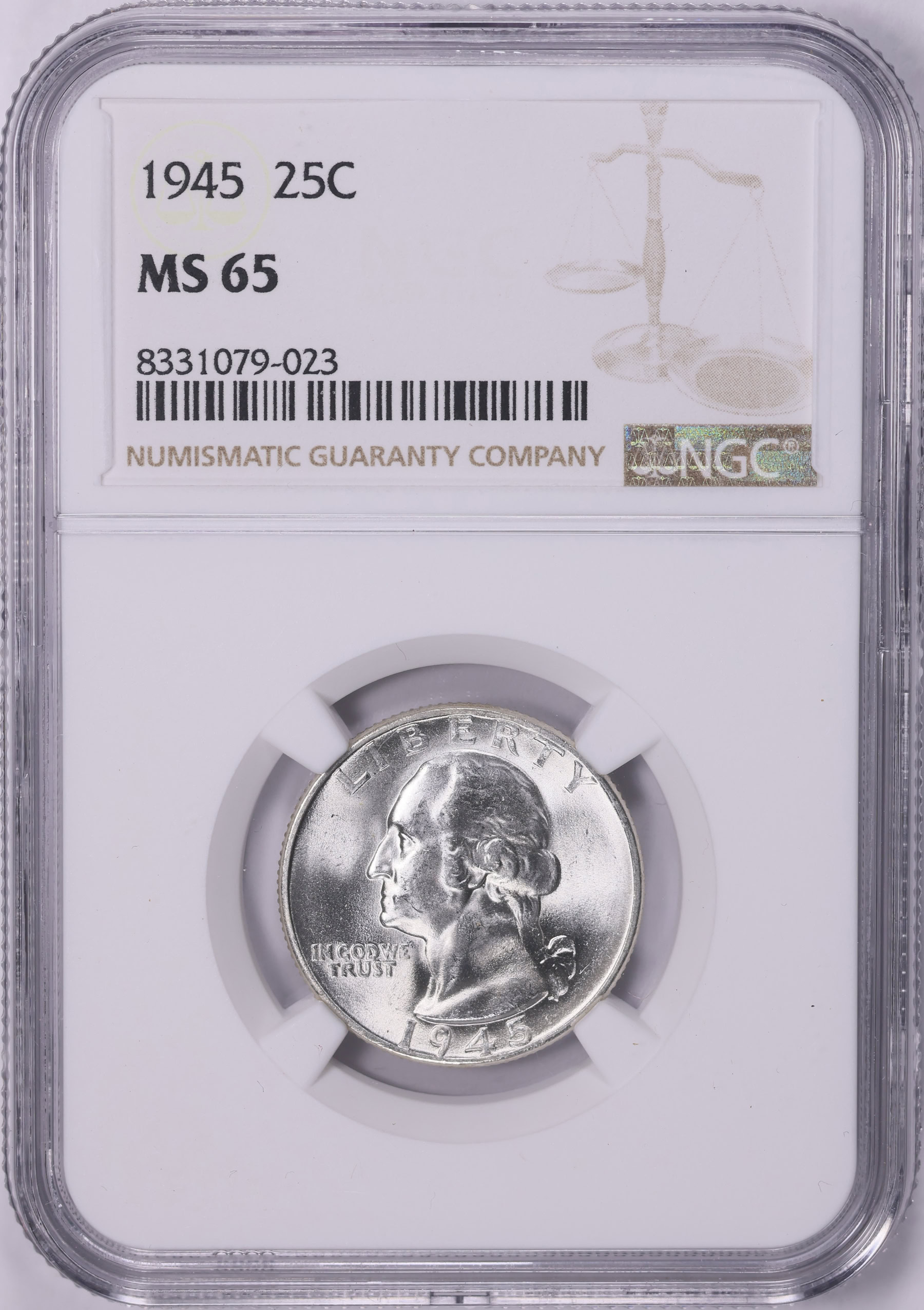 1945 Washington Quarter NGC MS-65 (Item 2027301) | GreatCollections ...