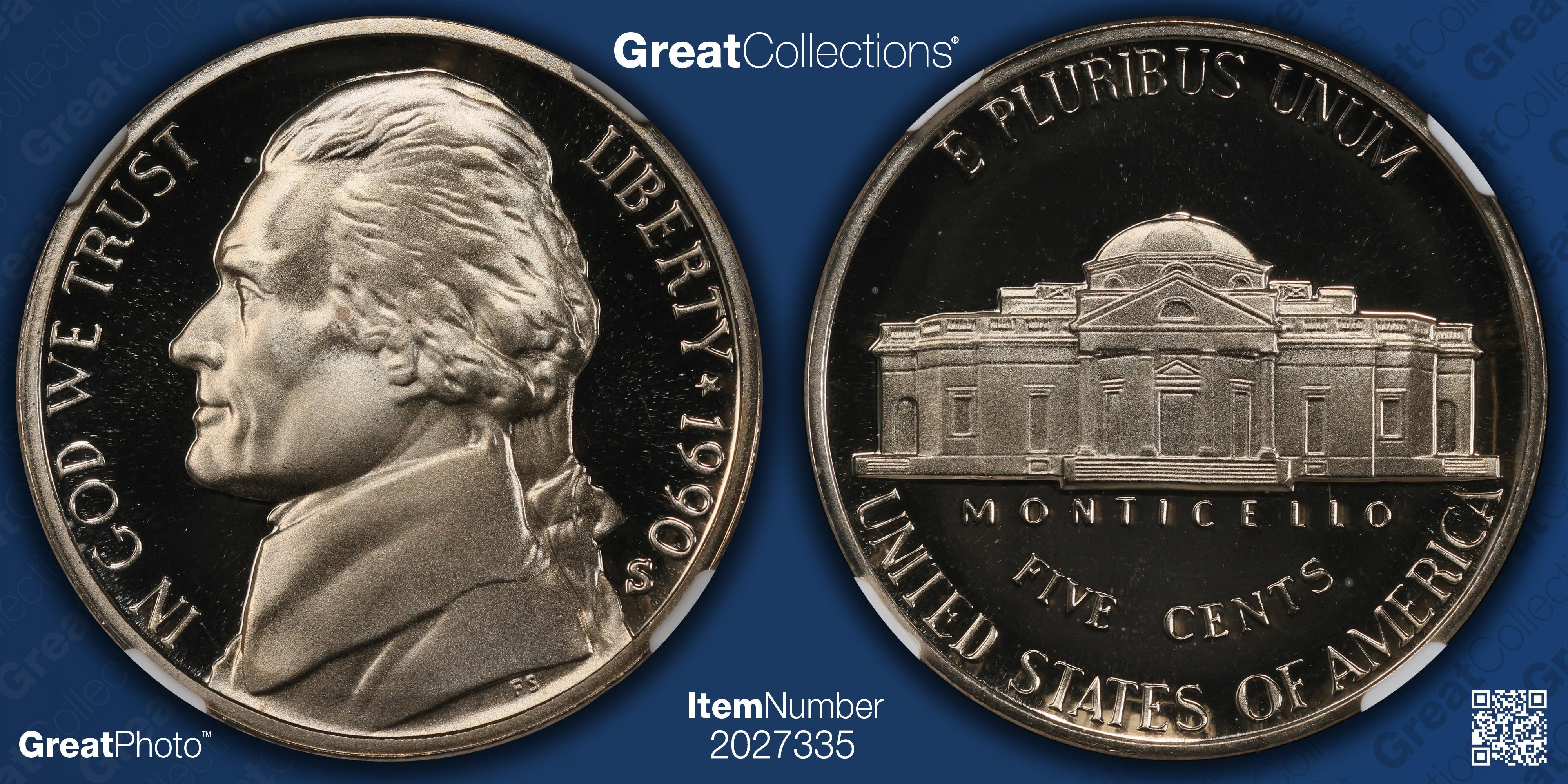 1990-S Jefferson Nickel NGC Proof-70 UC (Item 2027335 ...