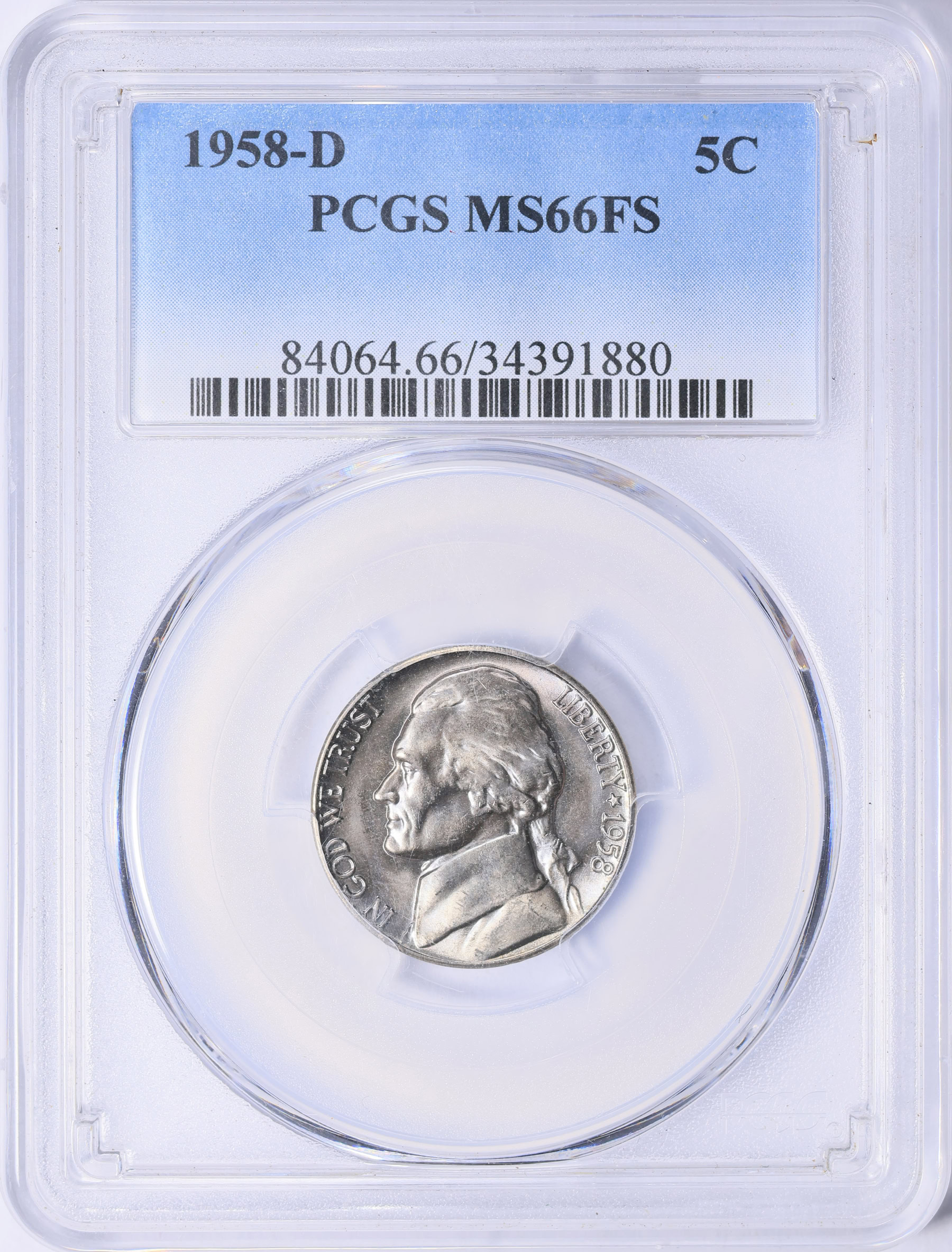 1958-D Jefferson Nickel PCGS MS-66 FS (Item 2028422) | GreatCollections ...