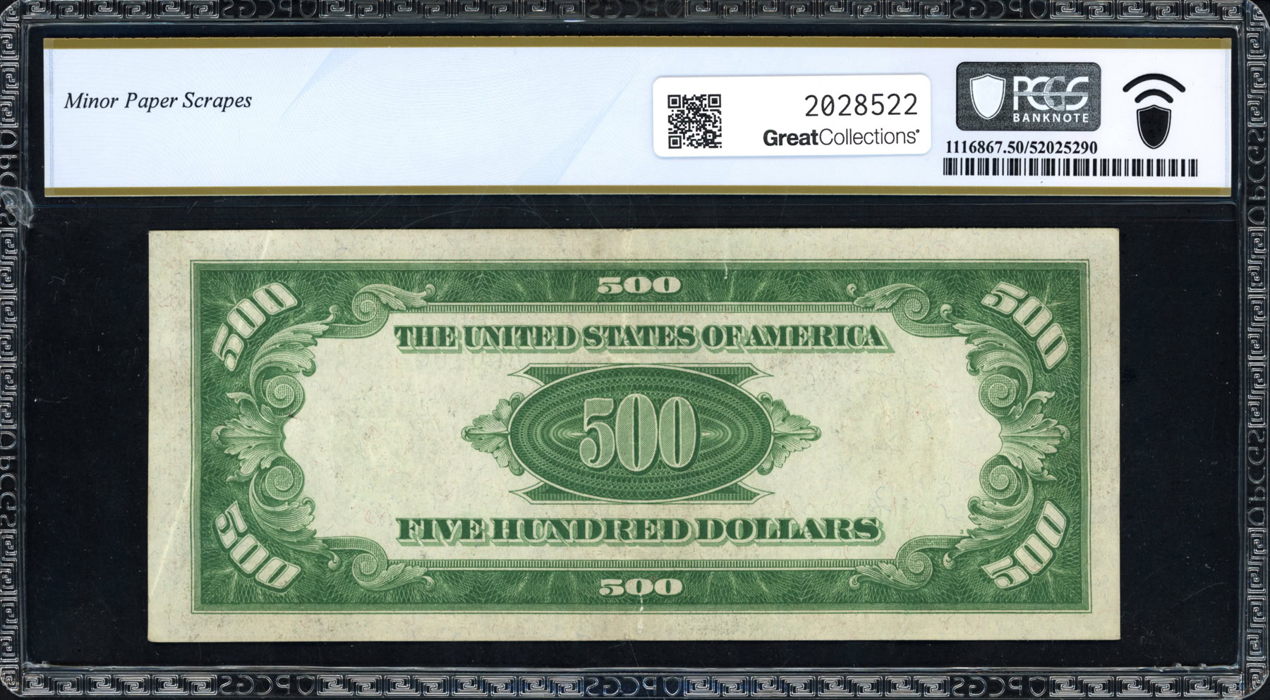 Fr. 2201-Bdgs Dark Green (BA Block) 1934 $500 New York Federal Reserve ...