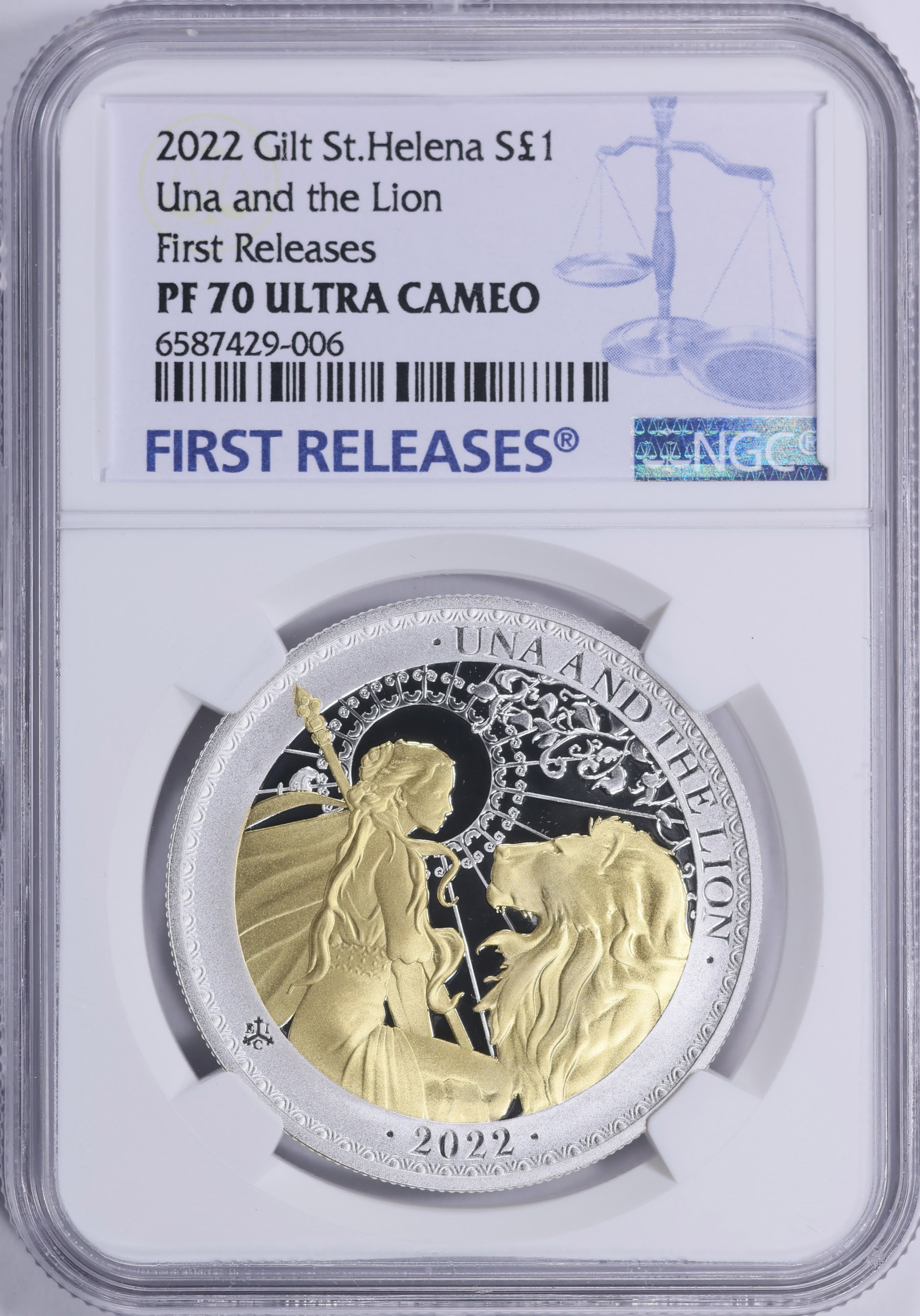 St. Helena 2022 Gilt Silver £1 Una and the Lion First Releases NGC ...