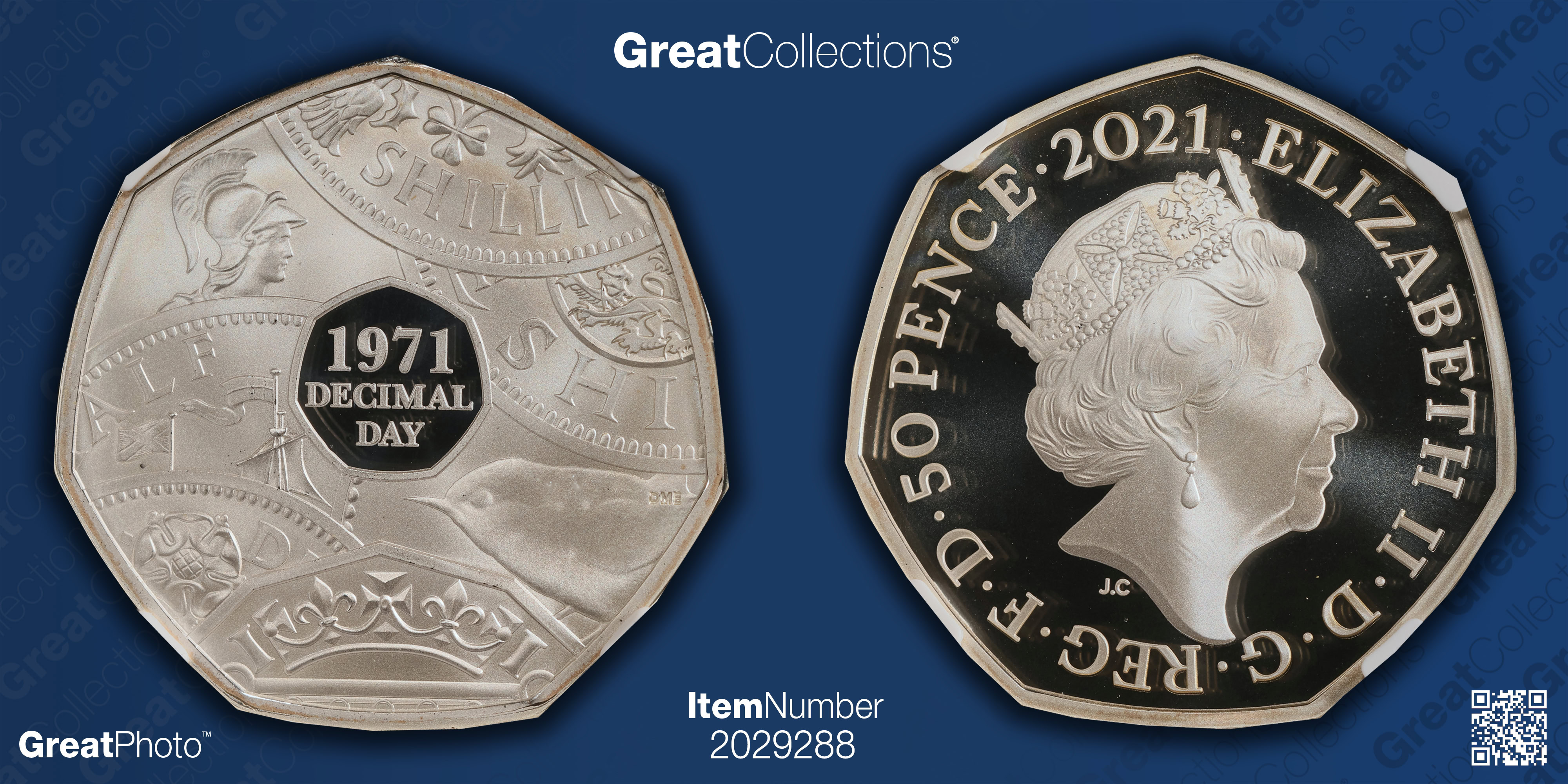 Great Britain 2021 Silver 50 Pence Decimal Day 50th Anniversary KM ...