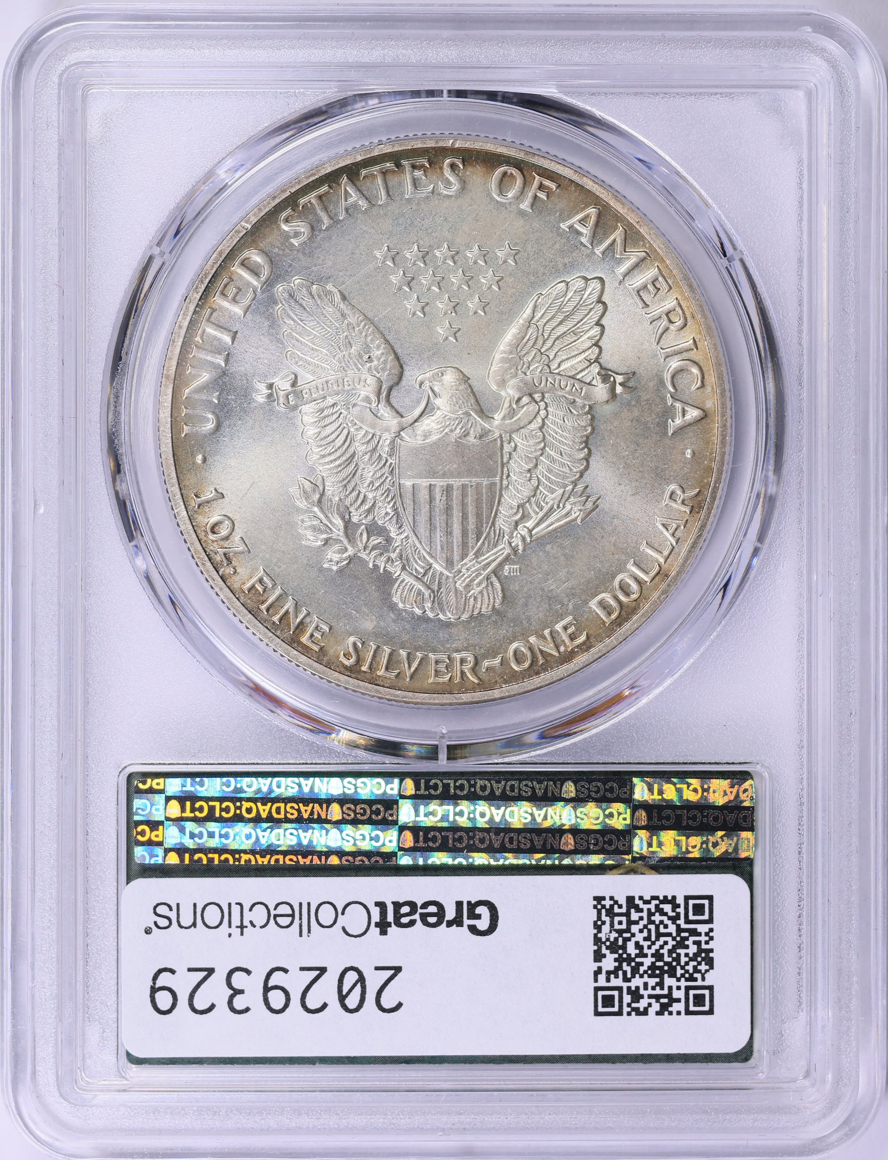 1989 $1 Silver Eagle PCGS MS-64 (Green Doily Retro Label) (Toned) (Item ...
