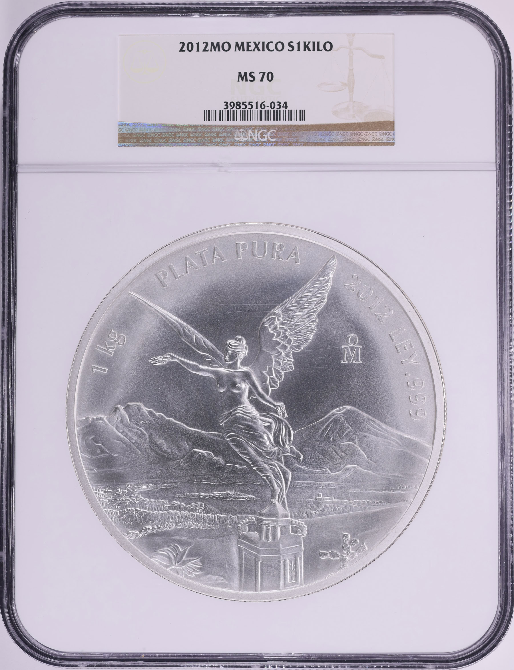 Mexico 2012-Mo Silver Kilo Libertad KM-677 NGC MS-70 (ASW = 32.1179 Oz ...