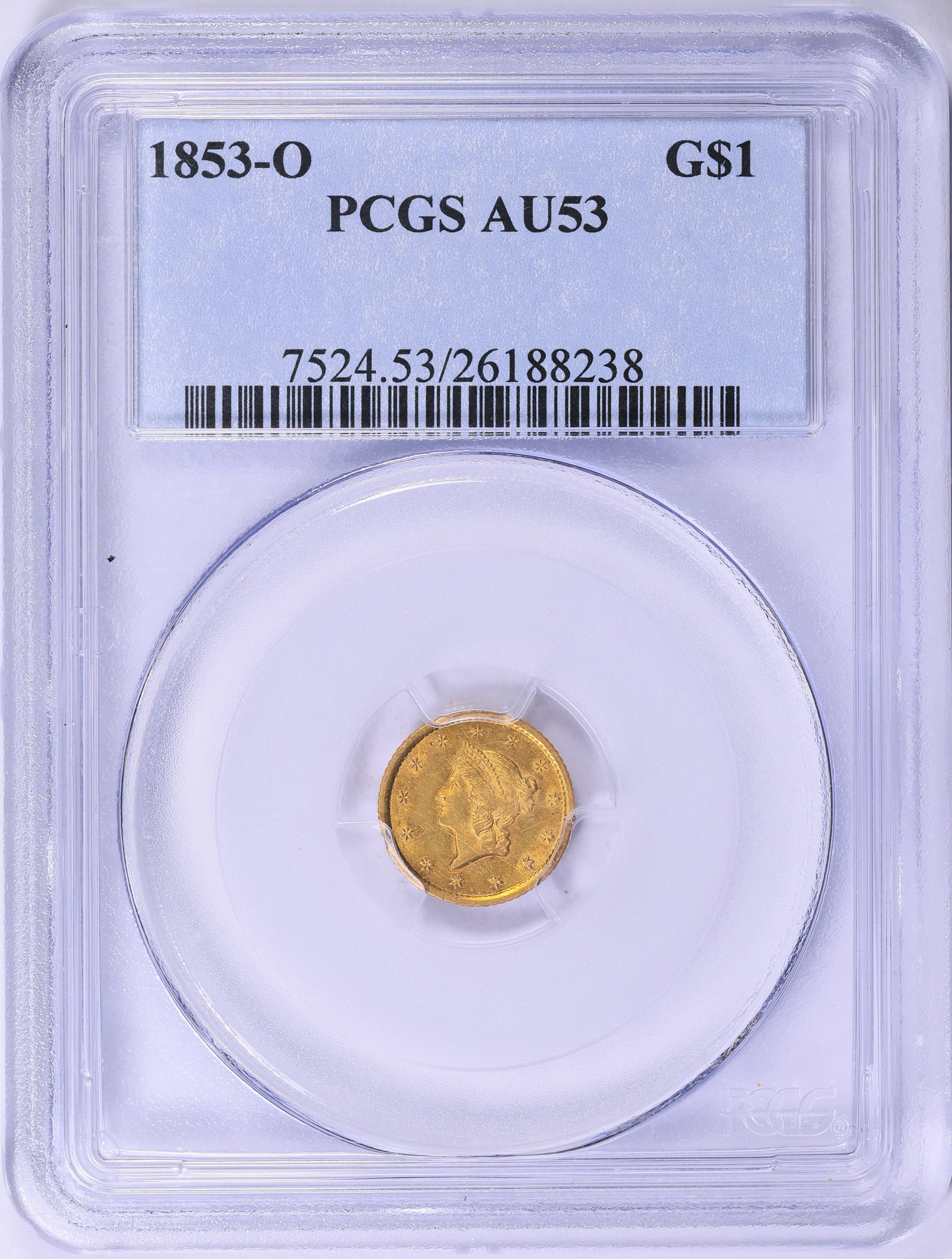 1853-O Liberty Gold Dollar PCGS AU-53 (Item 2029519) | GreatCollections ...
