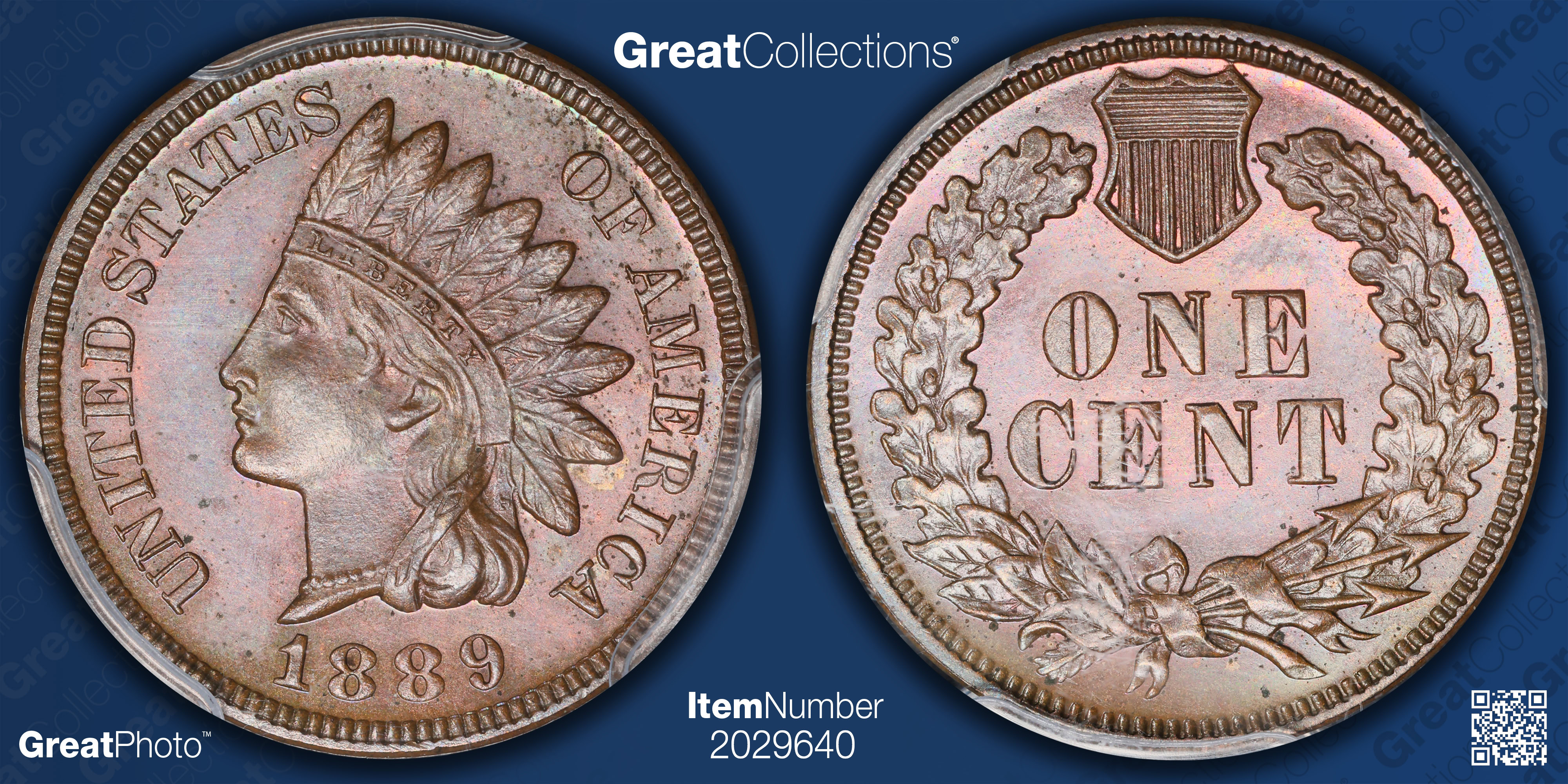 1889 Indian Cent PCGS Proof-63 BN (CAC Green) (Item 2029640 ...