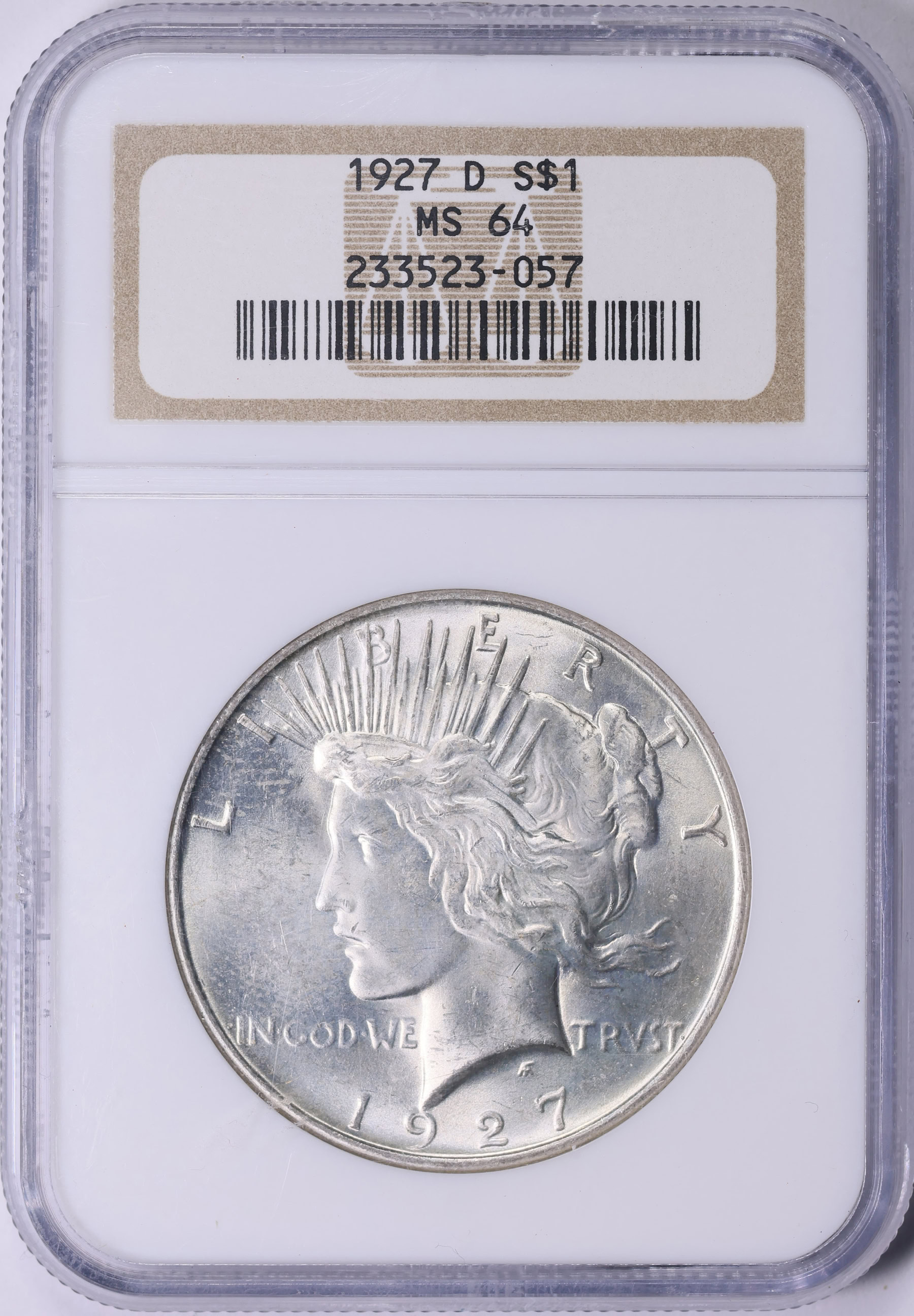 1927-D Peace Silver Dollar NGC MS-64 (Item 2029649) | GreatCollections ...