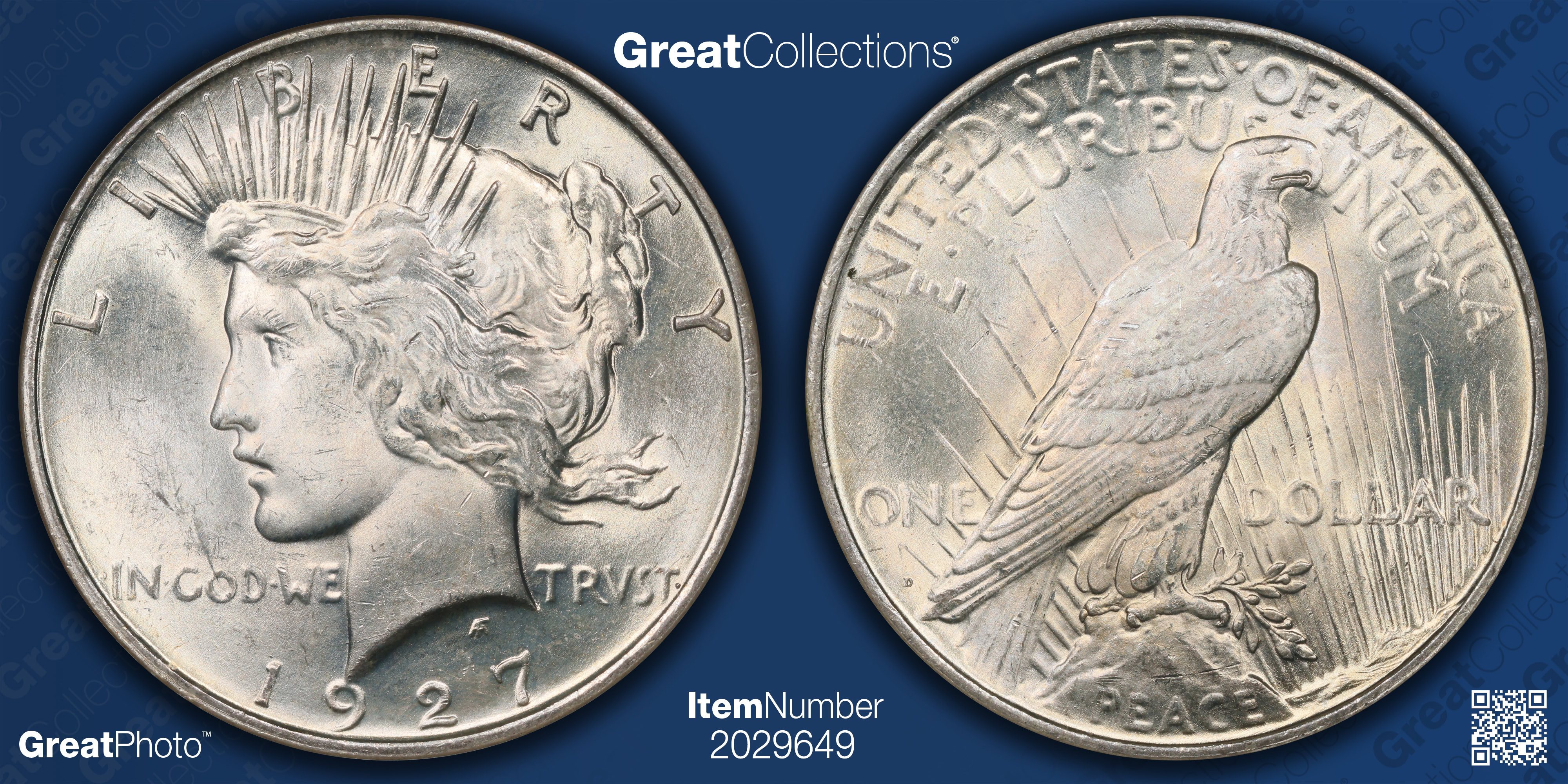 1927-D Peace Silver Dollar NGC MS-64 (Item 2029649) | GreatCollections ...