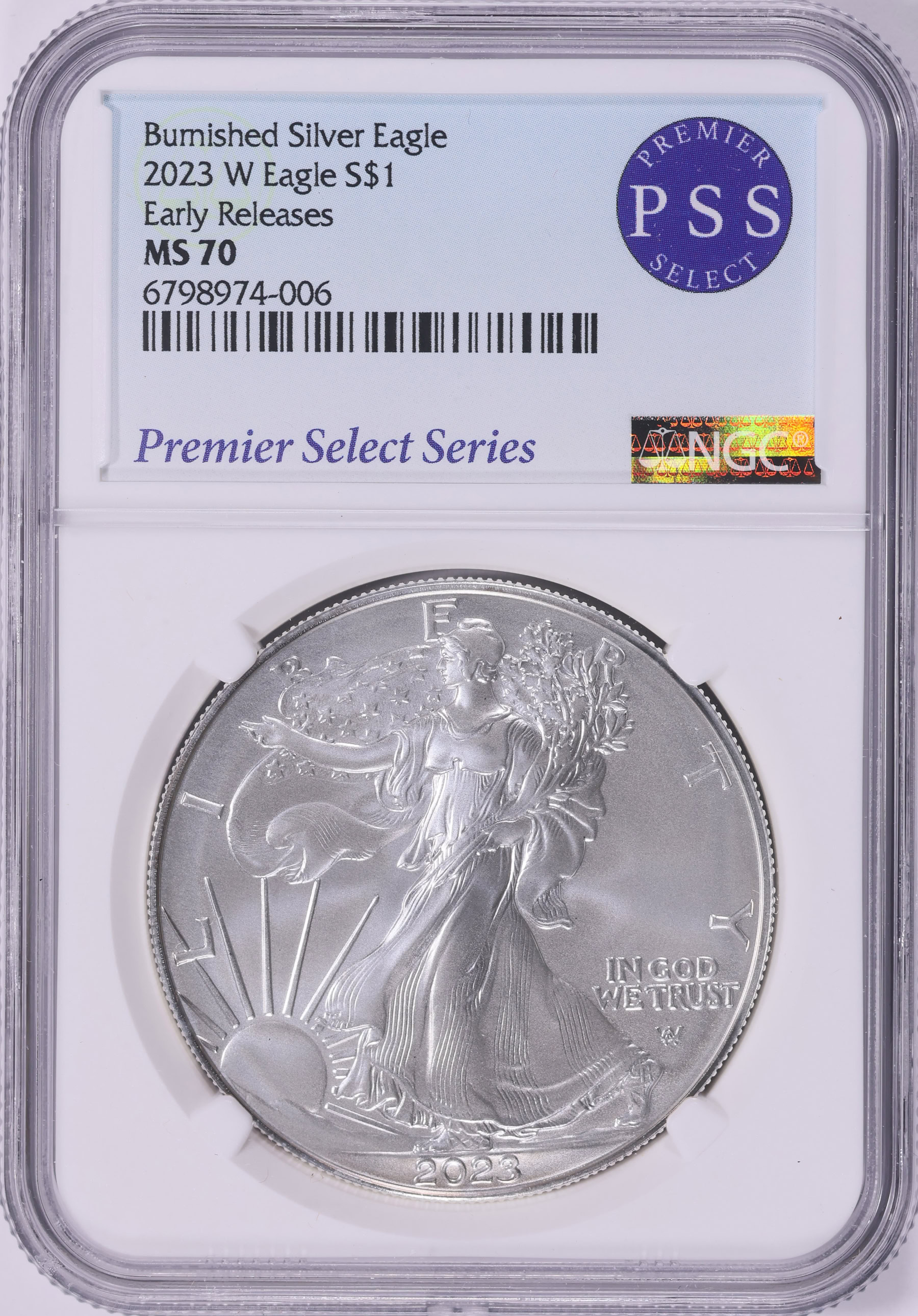 2023-W $1 Silver Eagle Burnished Early Releases NGC MS-70 (Premier ...