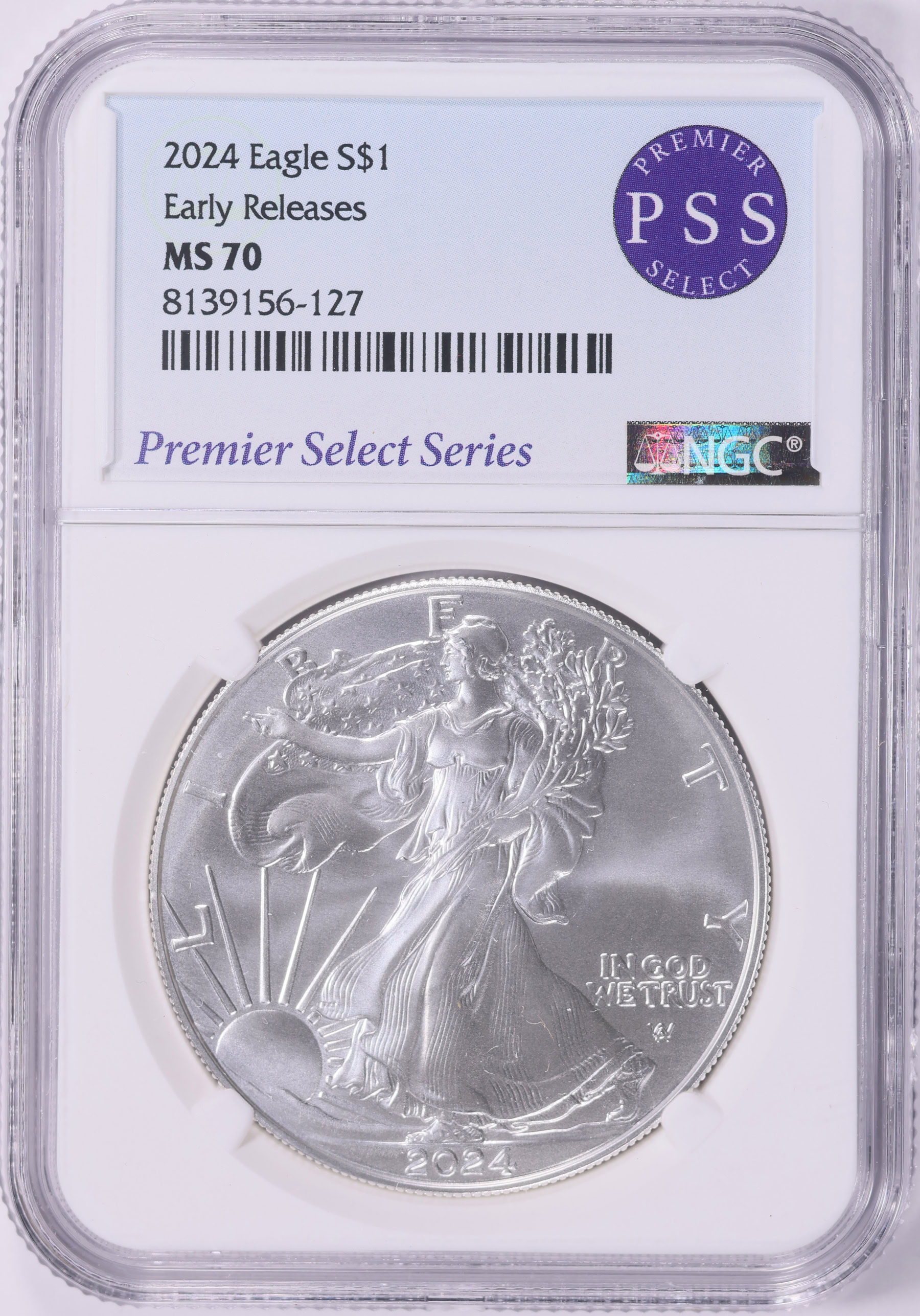 2024 $1 Silver Eagle Early Releases NGC MS-70 (Premier Select Series ...