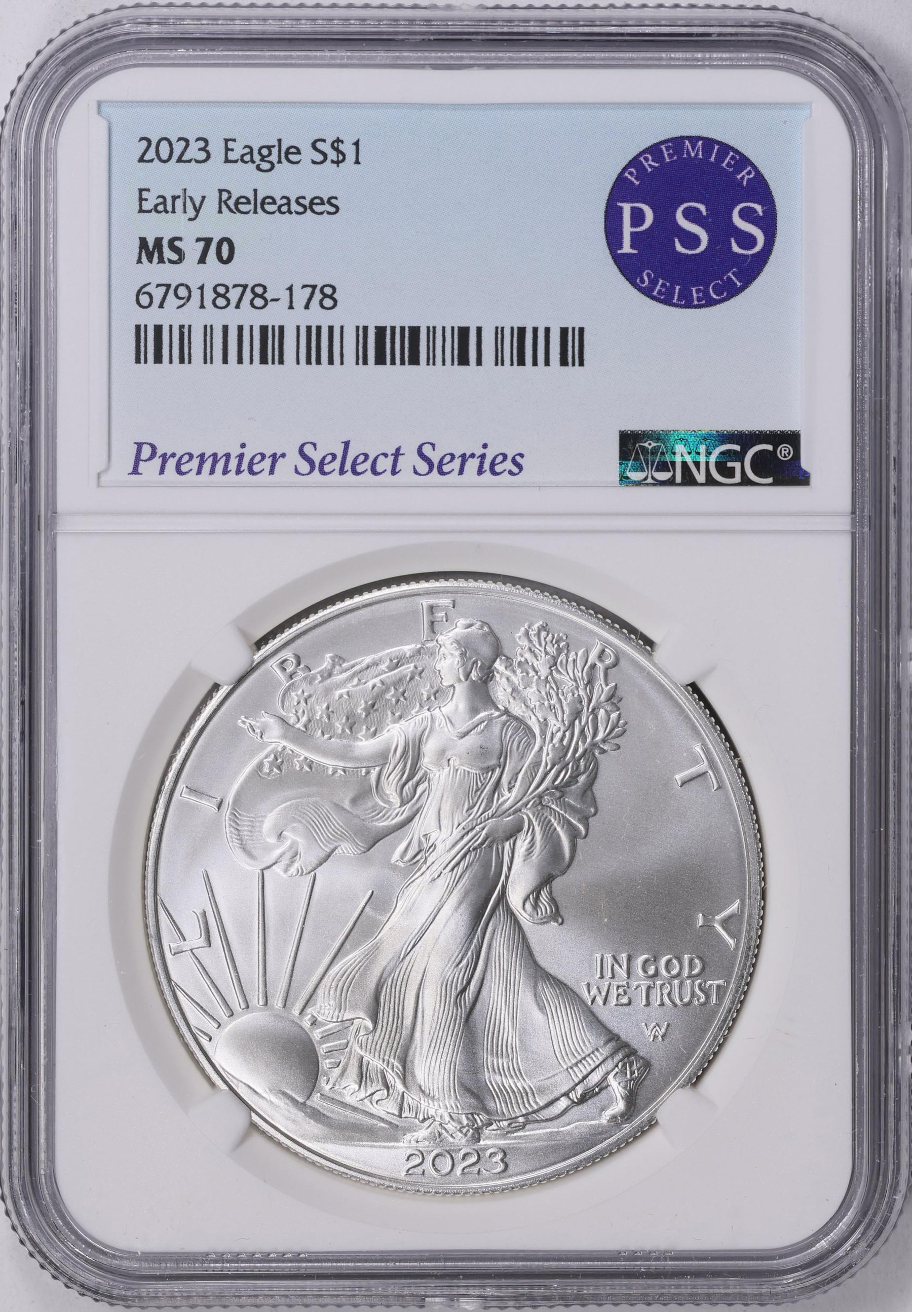 2023 $1 Silver Eagle Early Releases NGC MS-70 (Premier Select Series ...