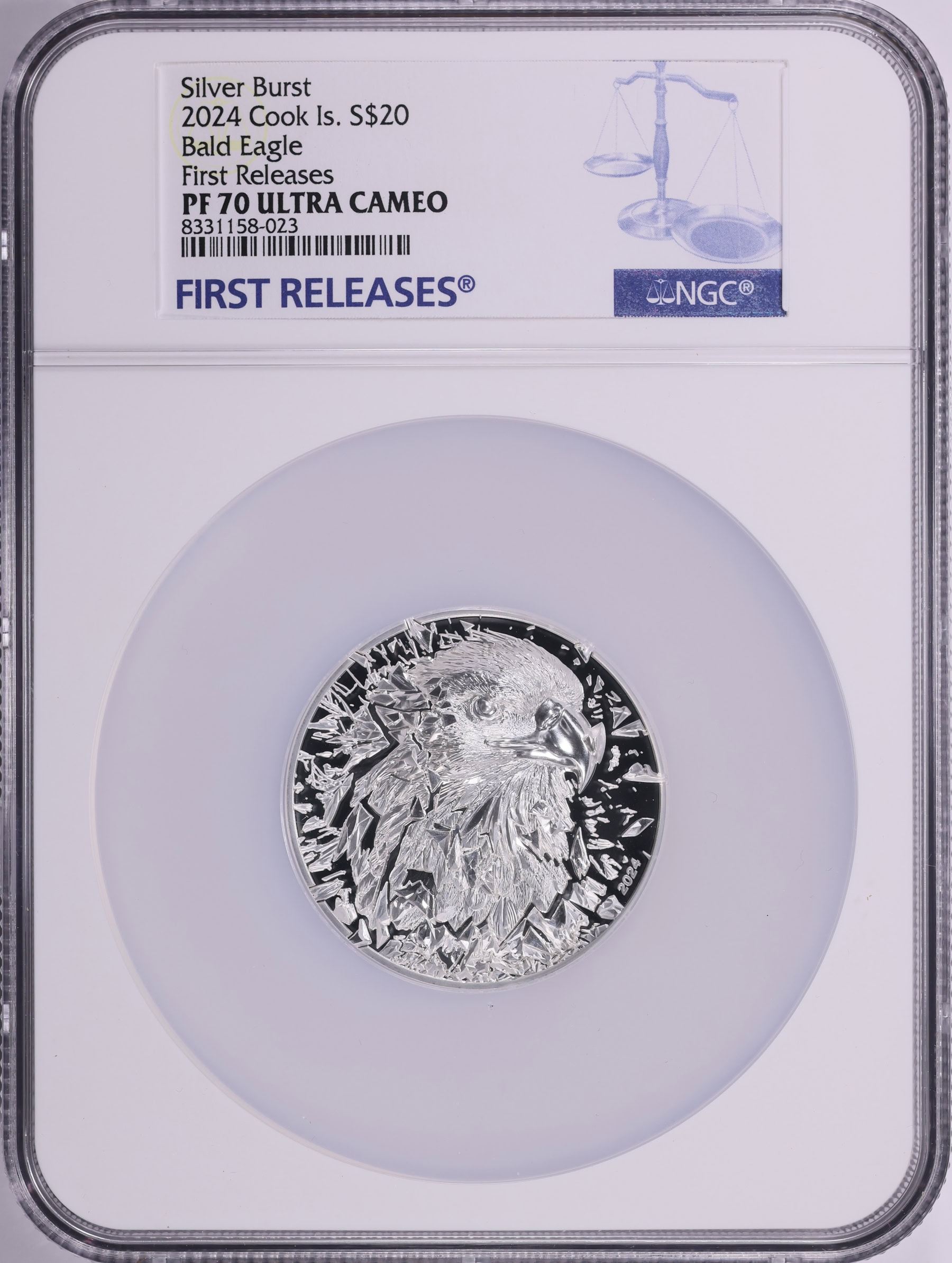 Cook Islands 2024 Silver $20 Bald Eagle Silver Burst First Releases NGC ...