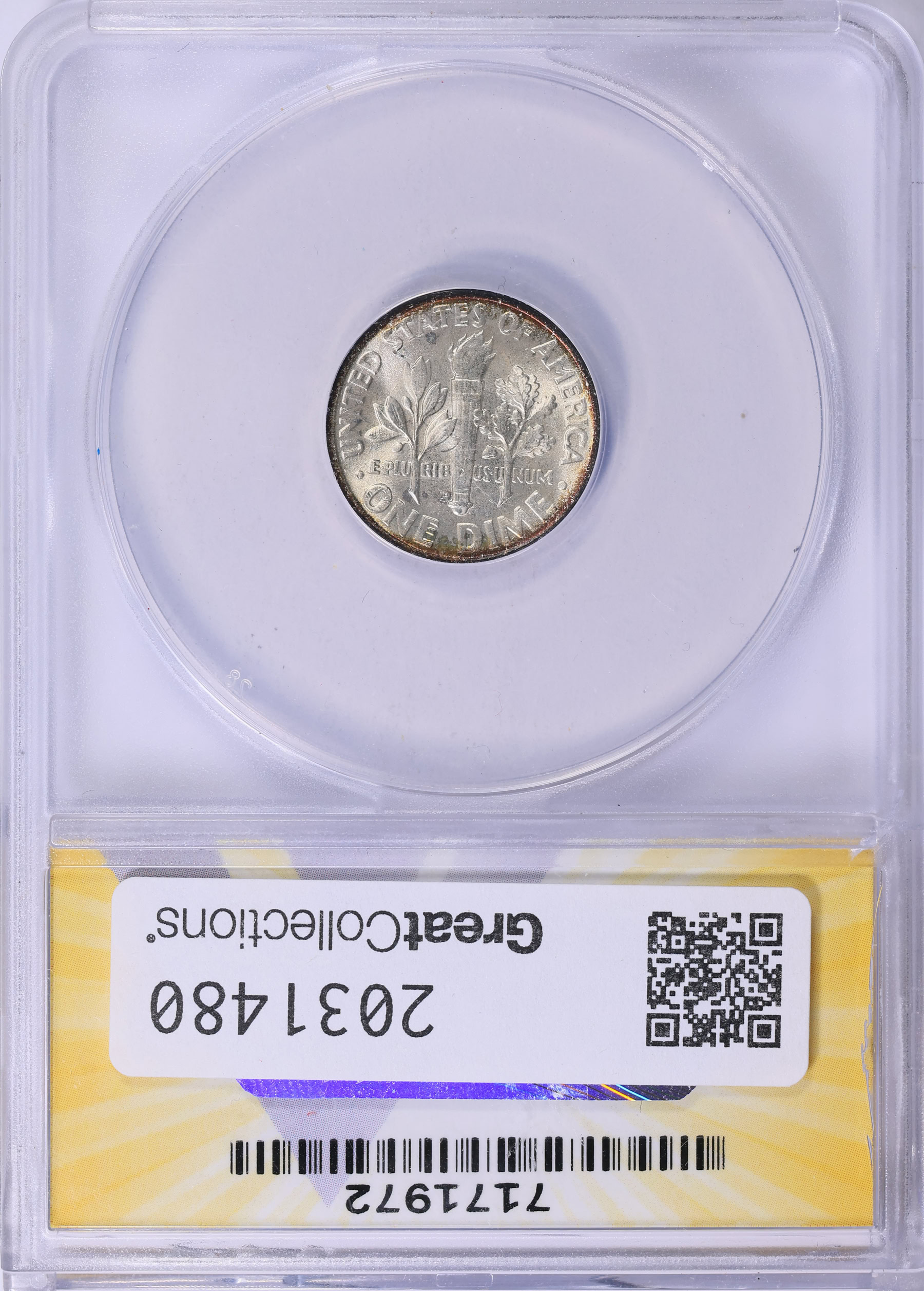 1953-D Roosevelt Dime ANACS MS-65 FB (Toned) (Item 2031480 ...