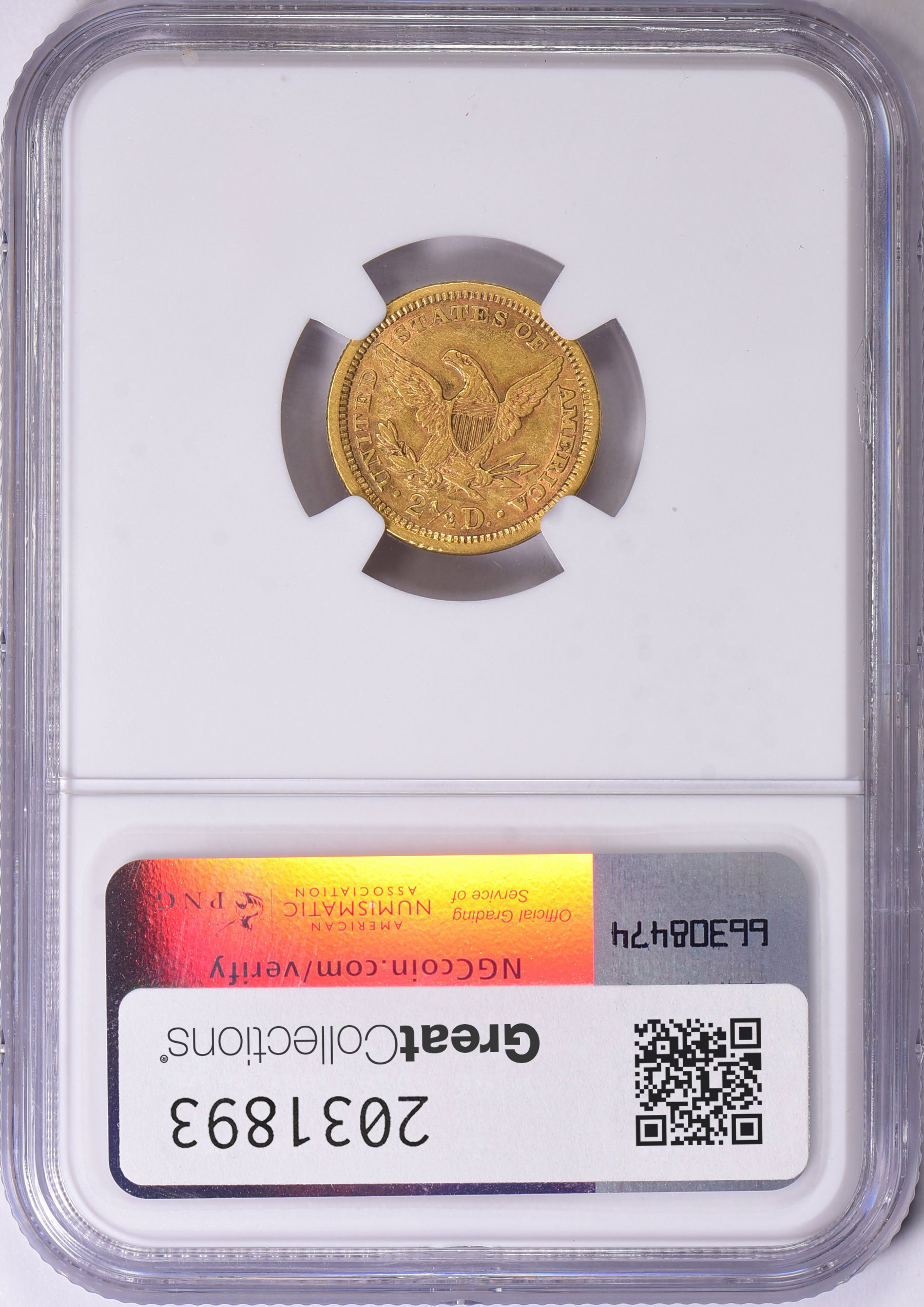 1861 Liberty Gold Quarter Eagle New Reverse NGC AU-55 (Item 2031893 ...