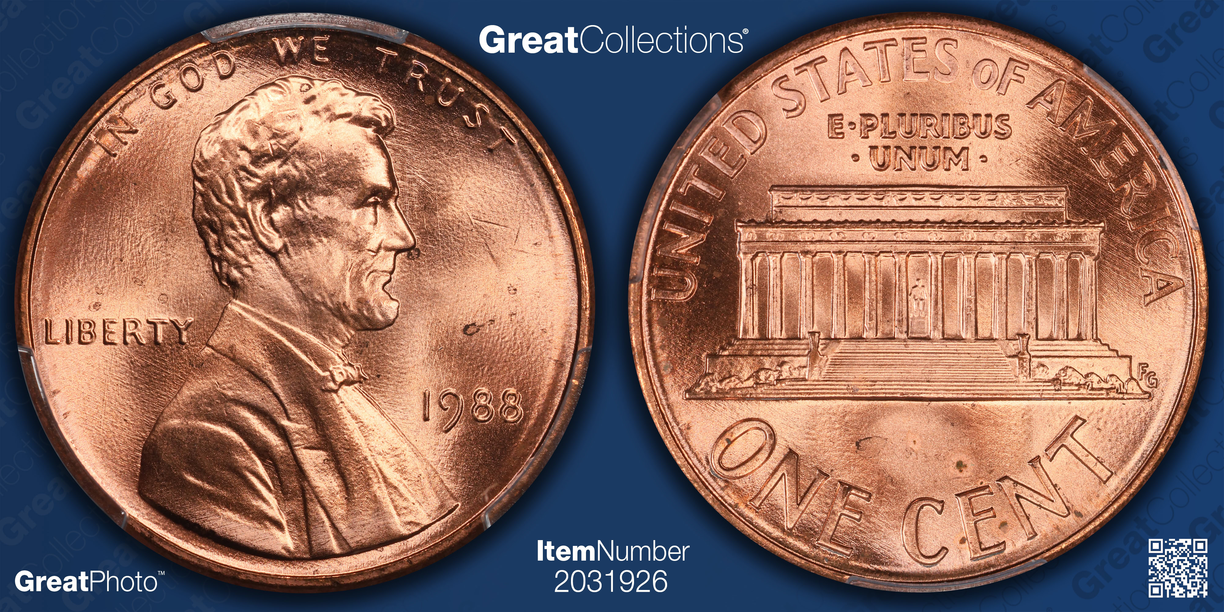 1988 Lincoln Cent Flared G FS-901 PCGS MS-65 RD (Item 2031926 ...