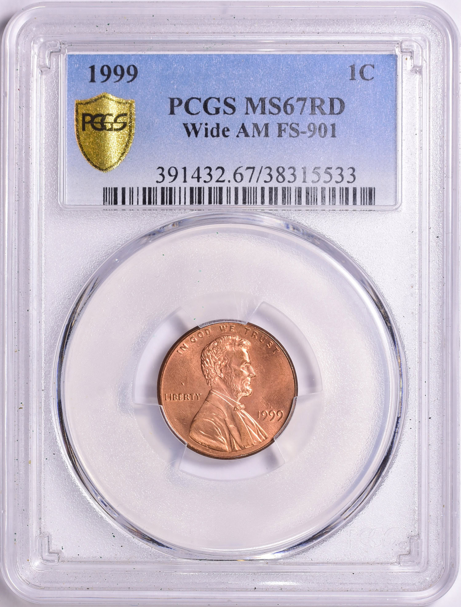 1999 Lincoln Cent Wide AM FS-901 PCGS MS-67 RD (Item 2032027 ...