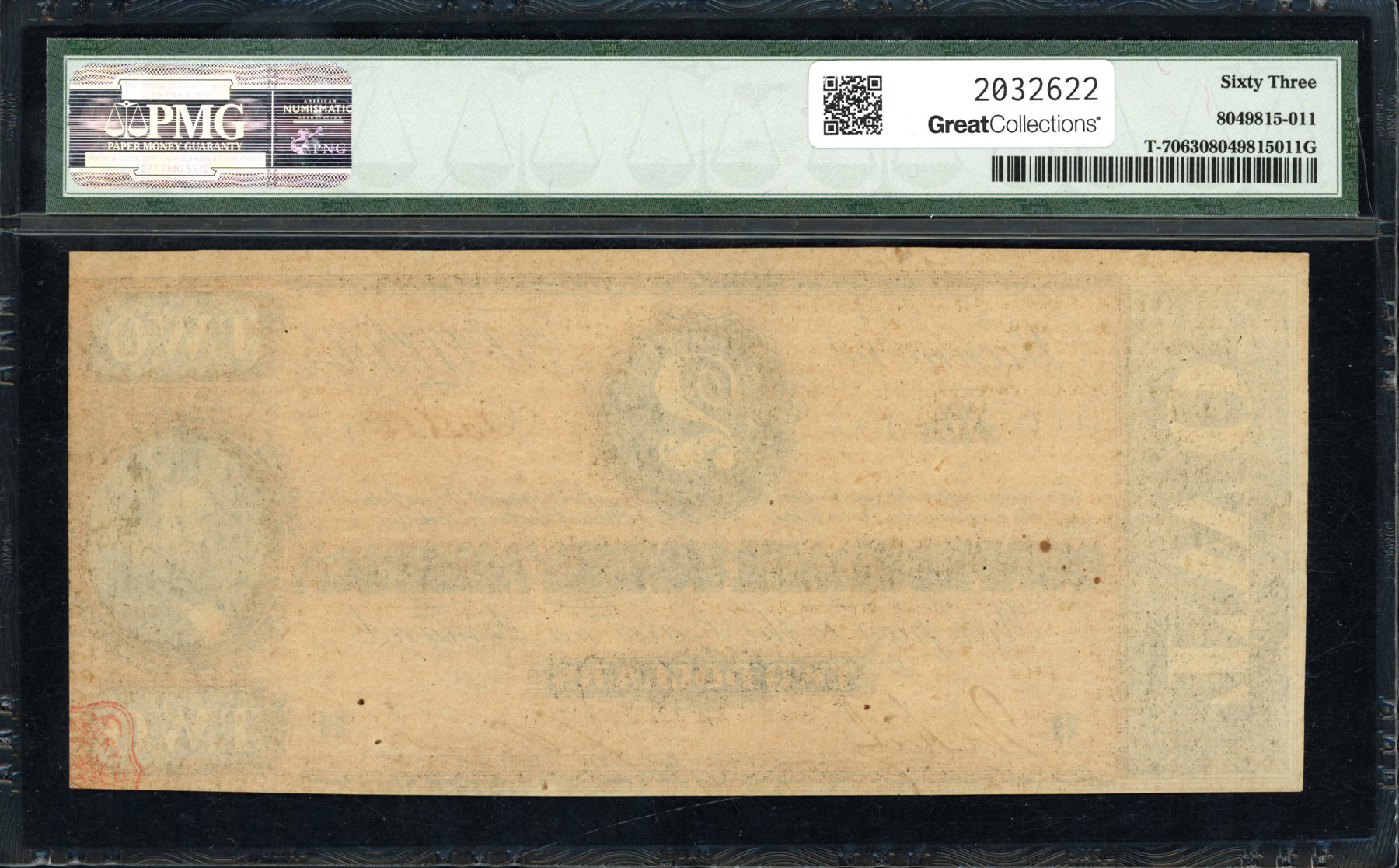 T-70 Confederate States of America 1864 $2 Note PMG Choice Uncirculated ...
