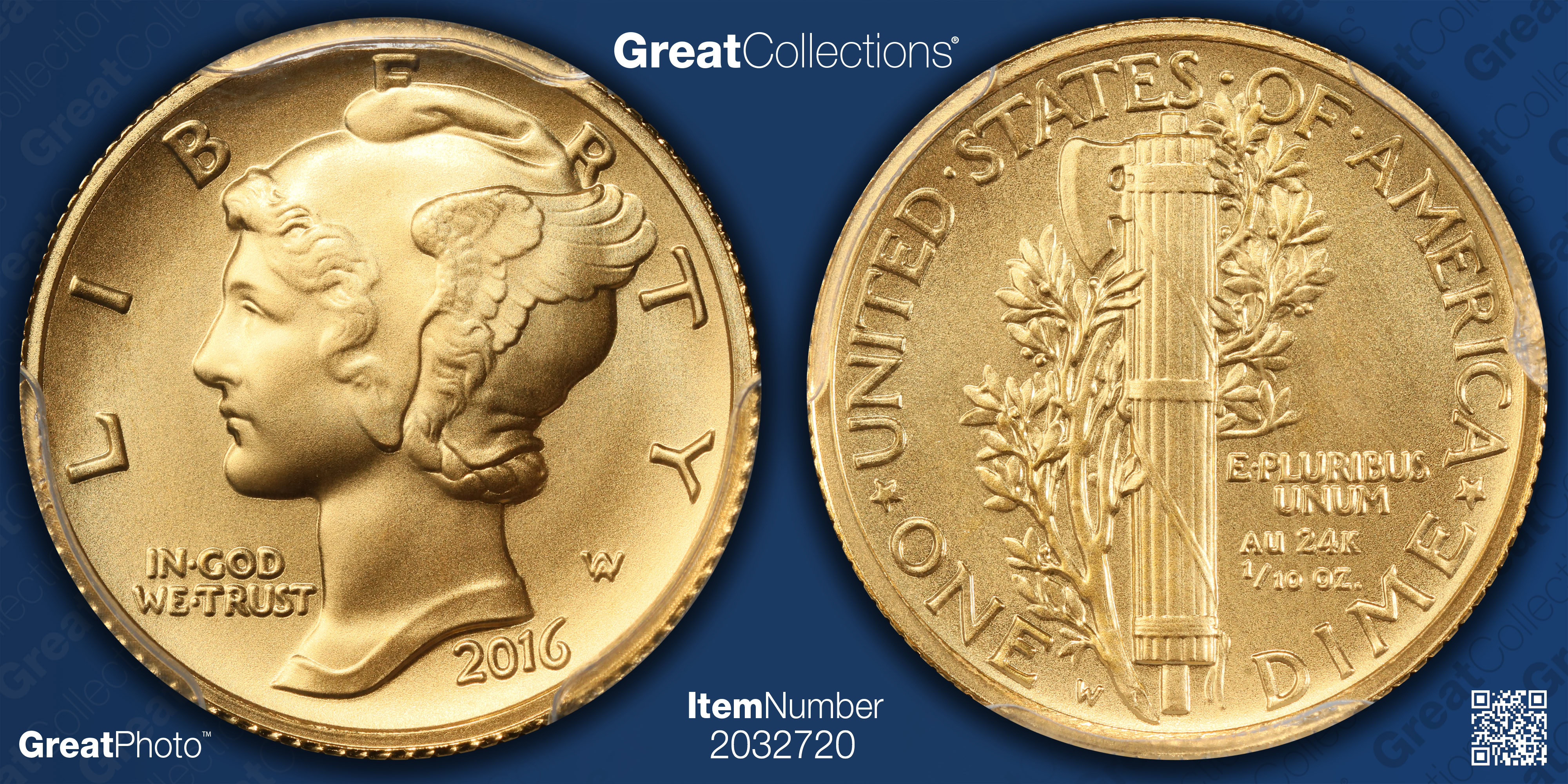 2016-W Mercury Dime 100th Anniversary Gold First Strike PCGS SP-70 ...