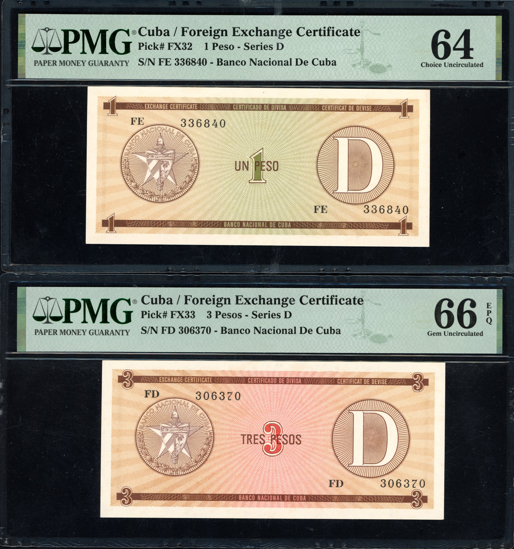 Cuba Series D 1, 3, 10 & 20 Pesos Banco Nacional de Cuba Foreign ...