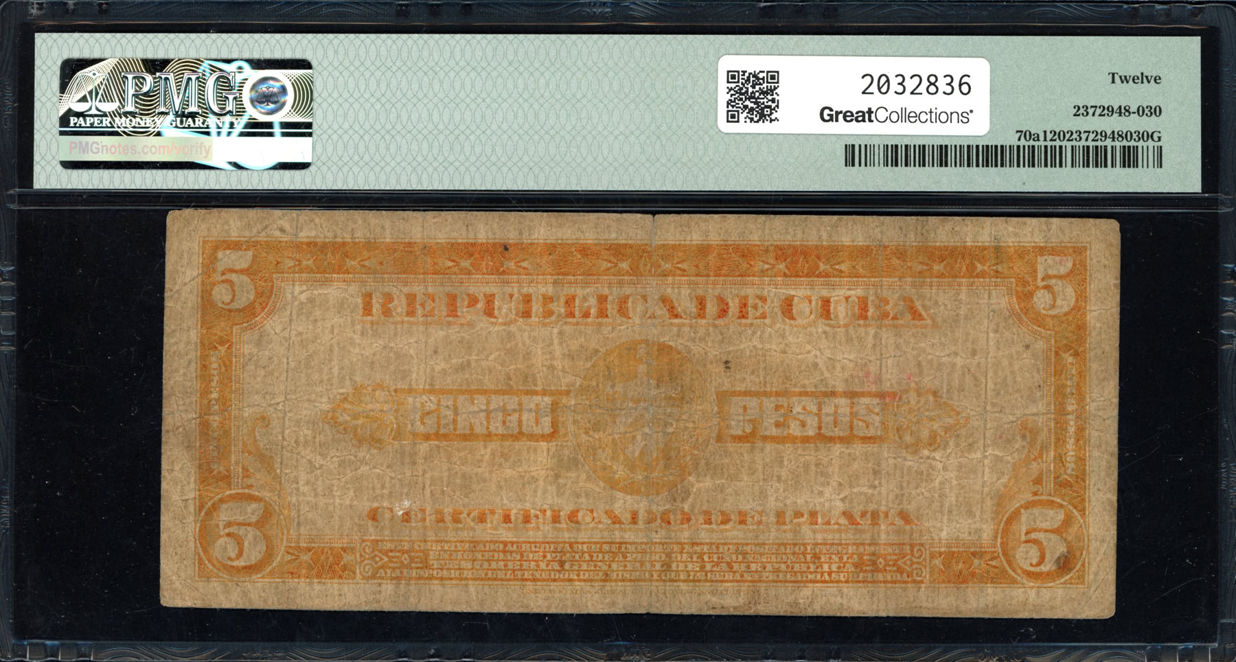 Cuba 1934 5 Pesos Republica de Cuba Note SCWPM-70a PMG Fine 12 | PMG ...