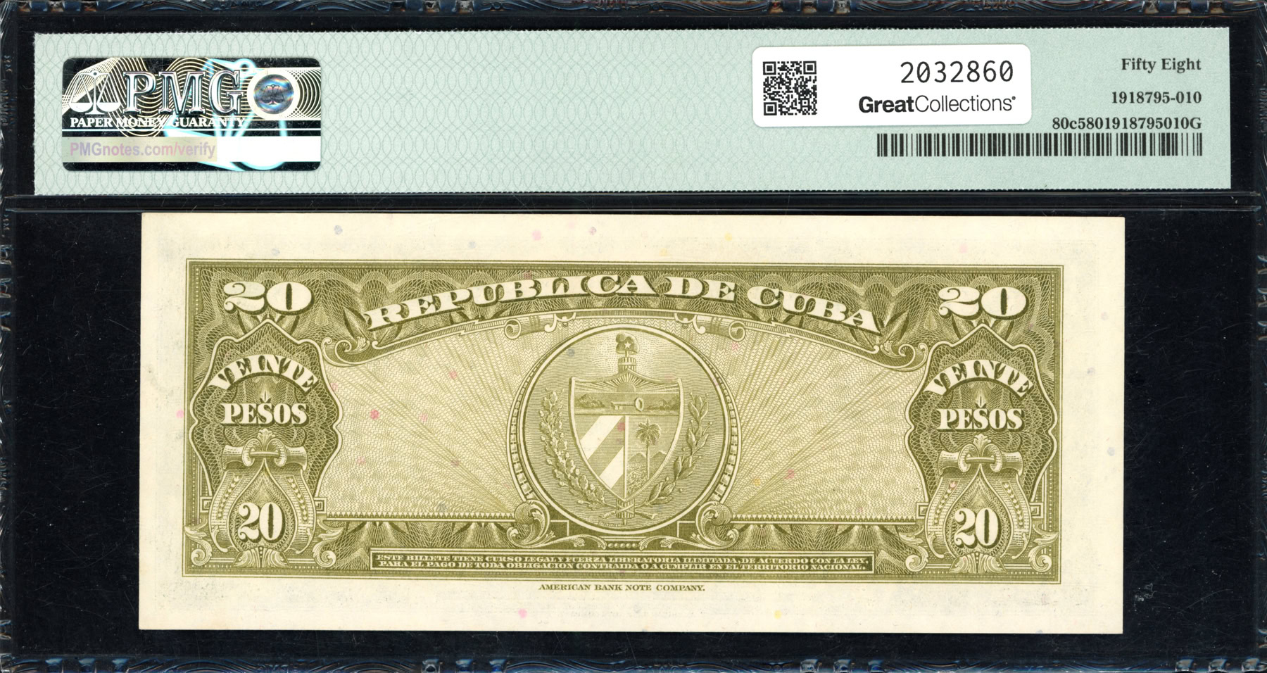 Cuba 1960 20 Pesos Banco Nacional de Cuba Note SCWPM-80c PMG Choice ...