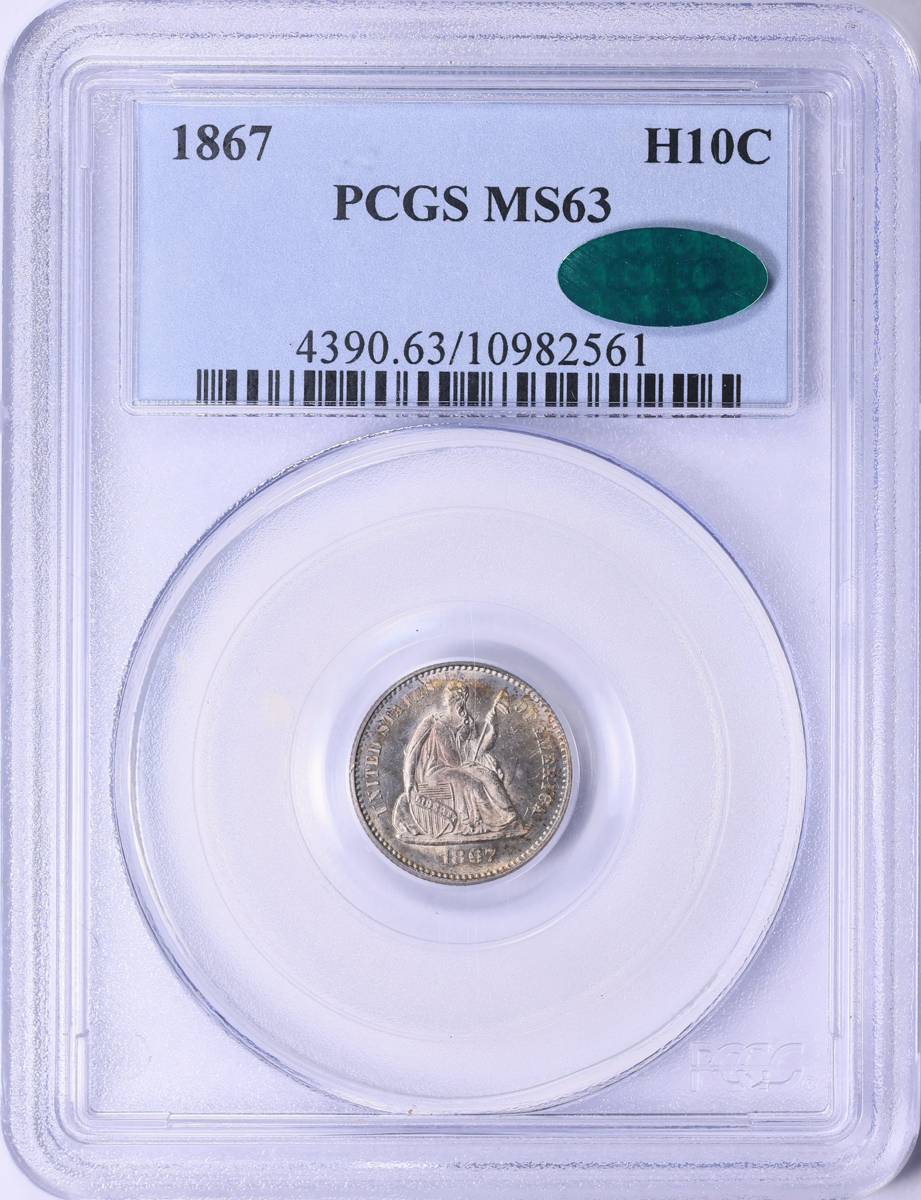 1867 Seated Liberty Half Dime PCGS MS-63 (CAC Green) (Item 2032928 ...