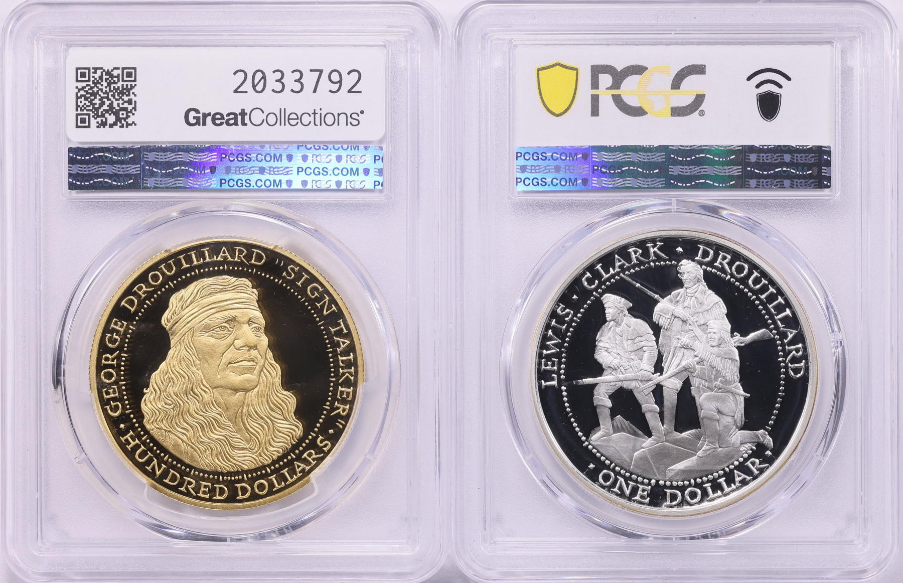 Shawnee Nation 2003 Gold $100 and Silver $1 Lewis, Clark & Drouillard ...
