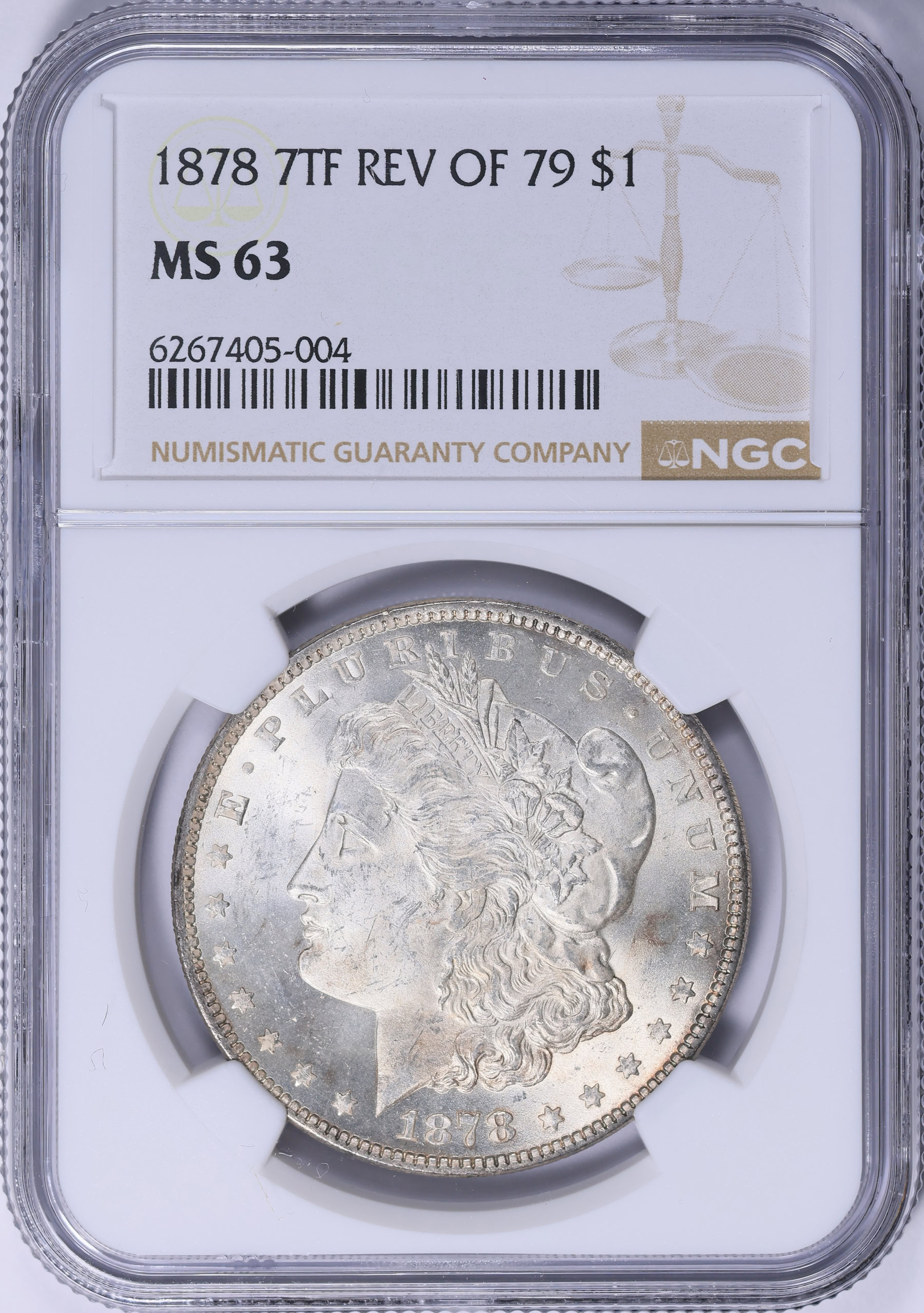 1878 7TF Morgan Silver Dollar Reverse of 1879 NGC MS-63 (Toned) (Item ...