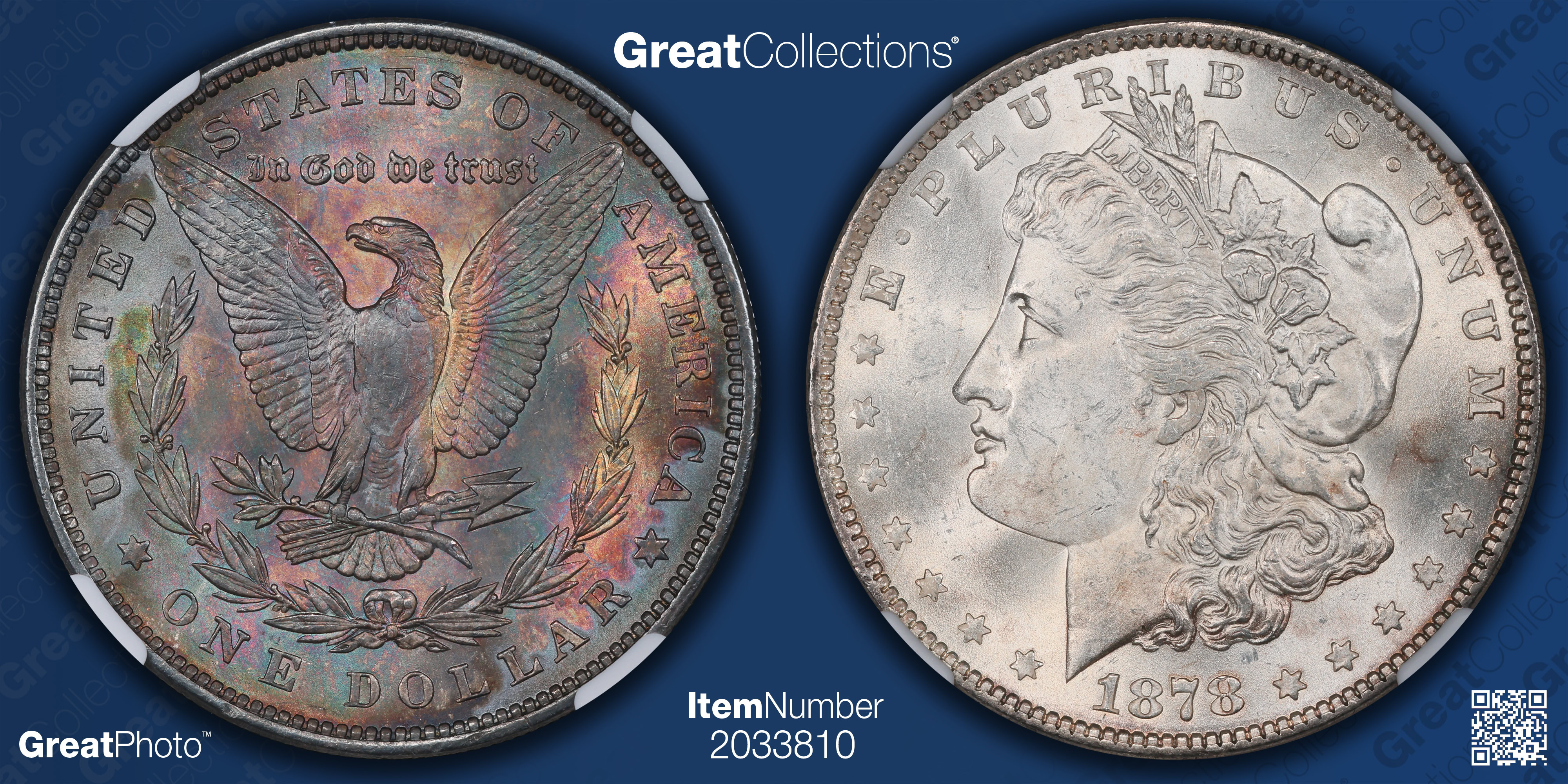 1878 7TF Morgan Silver Dollar Reverse of 1879 NGC MS-63 (Toned) (Item ...