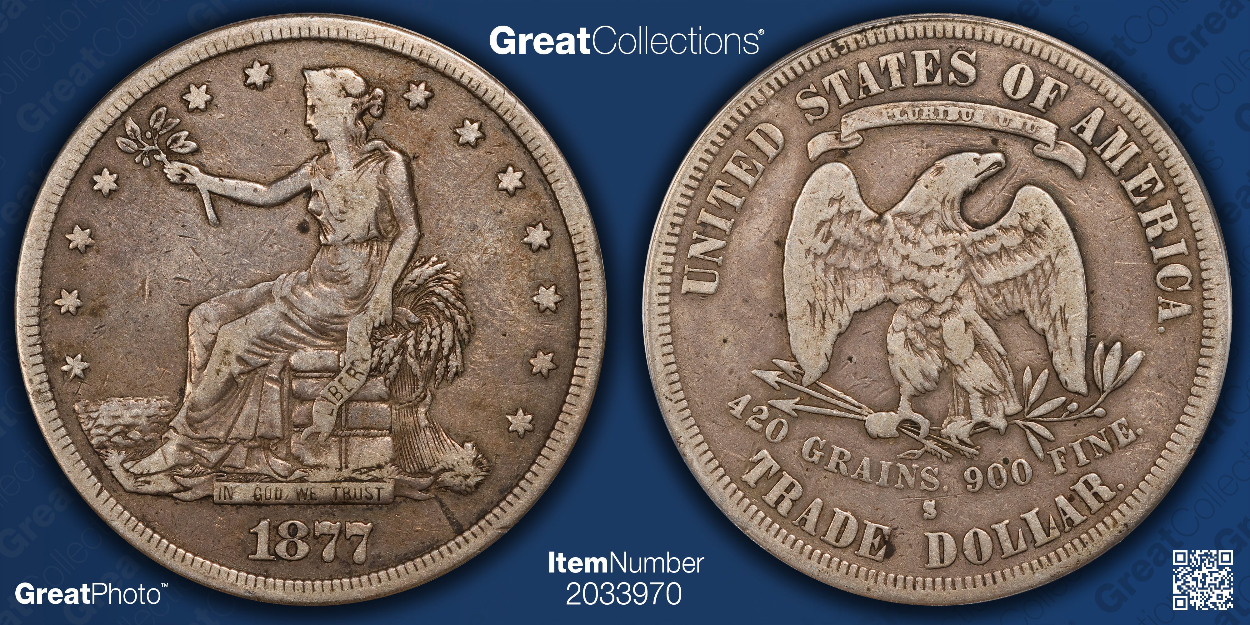 1877-S Trade Silver Dollar ANACS VF-20 (Item 2033970 ...