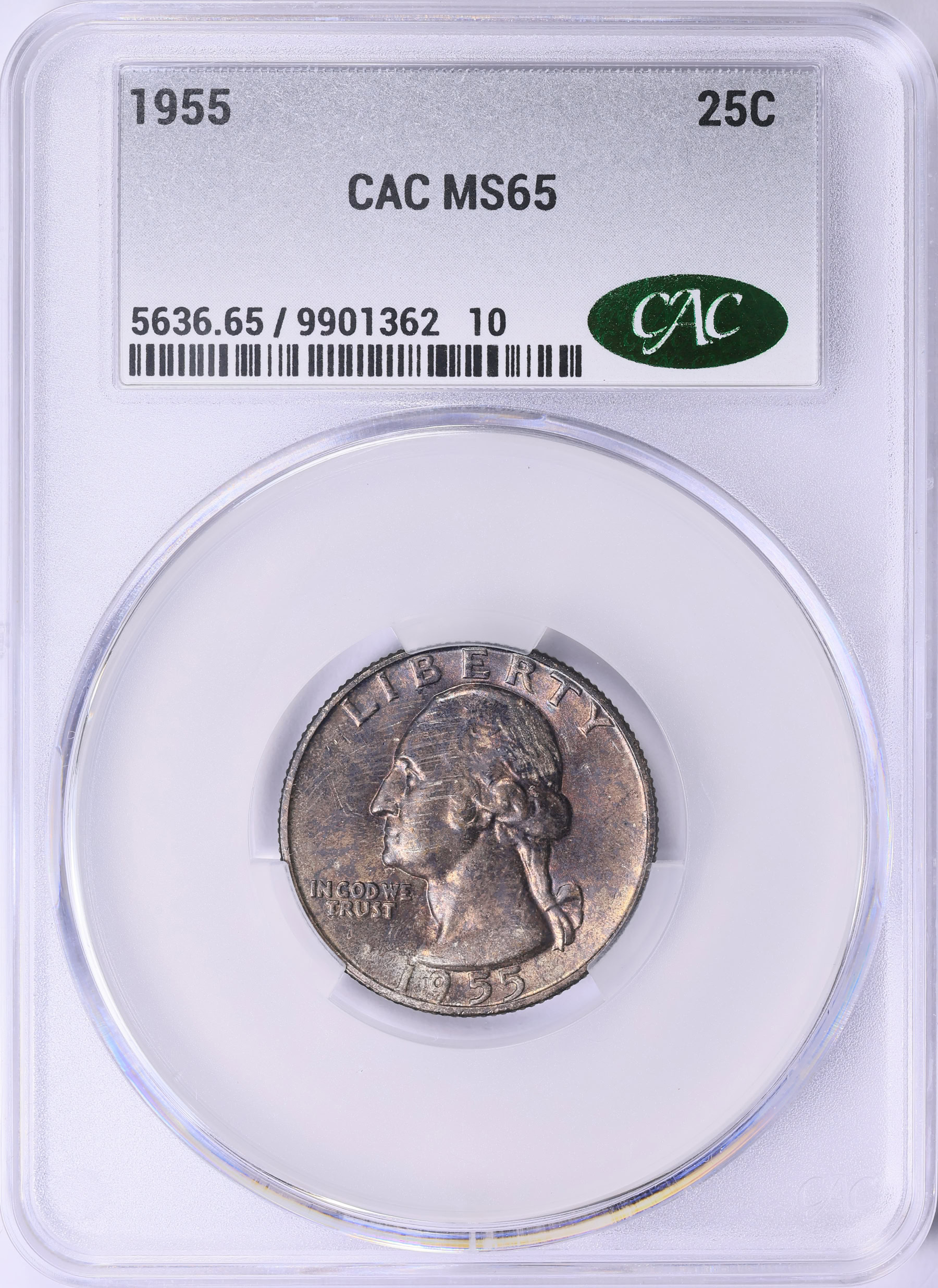 1955 Washington Quarter CACG MS-65 (Toned) (Item 2034034 ...
